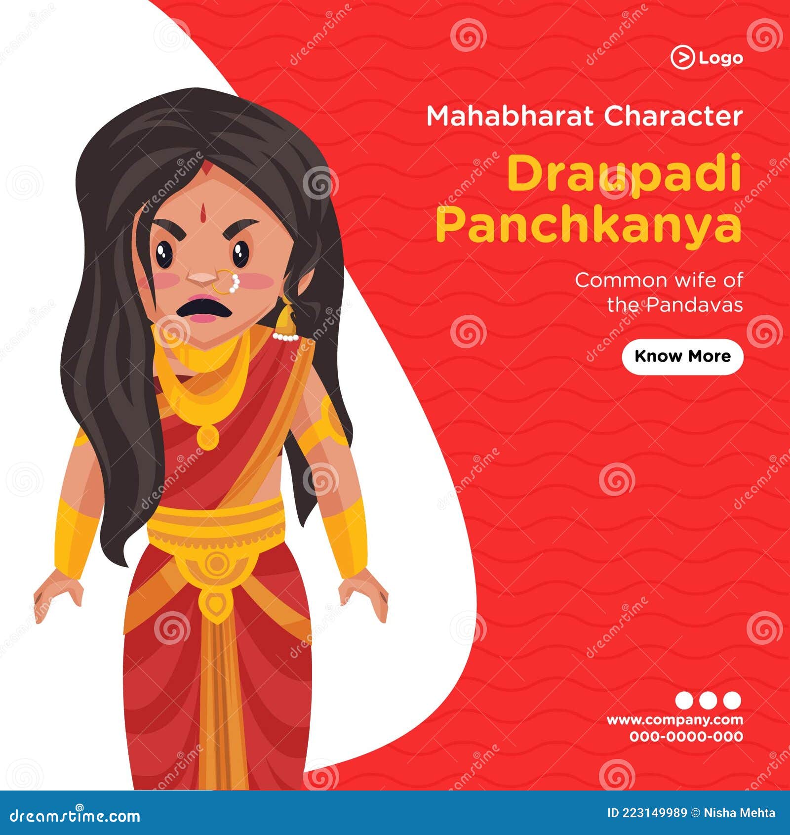 Banner Design of Mahabharat Character Draupadi Panchkanya Stock Vector ...