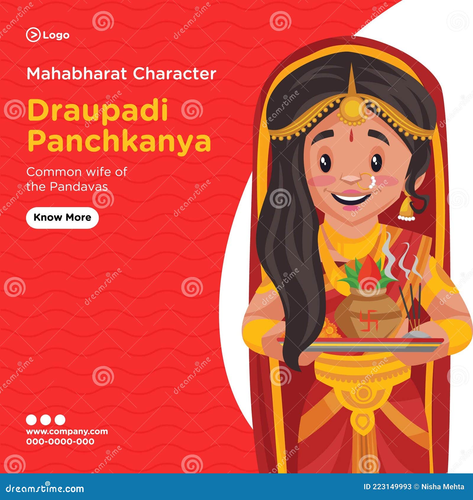 Banner Design of Mahabharat Character Draupadi Panchkanya Stock Vector ...