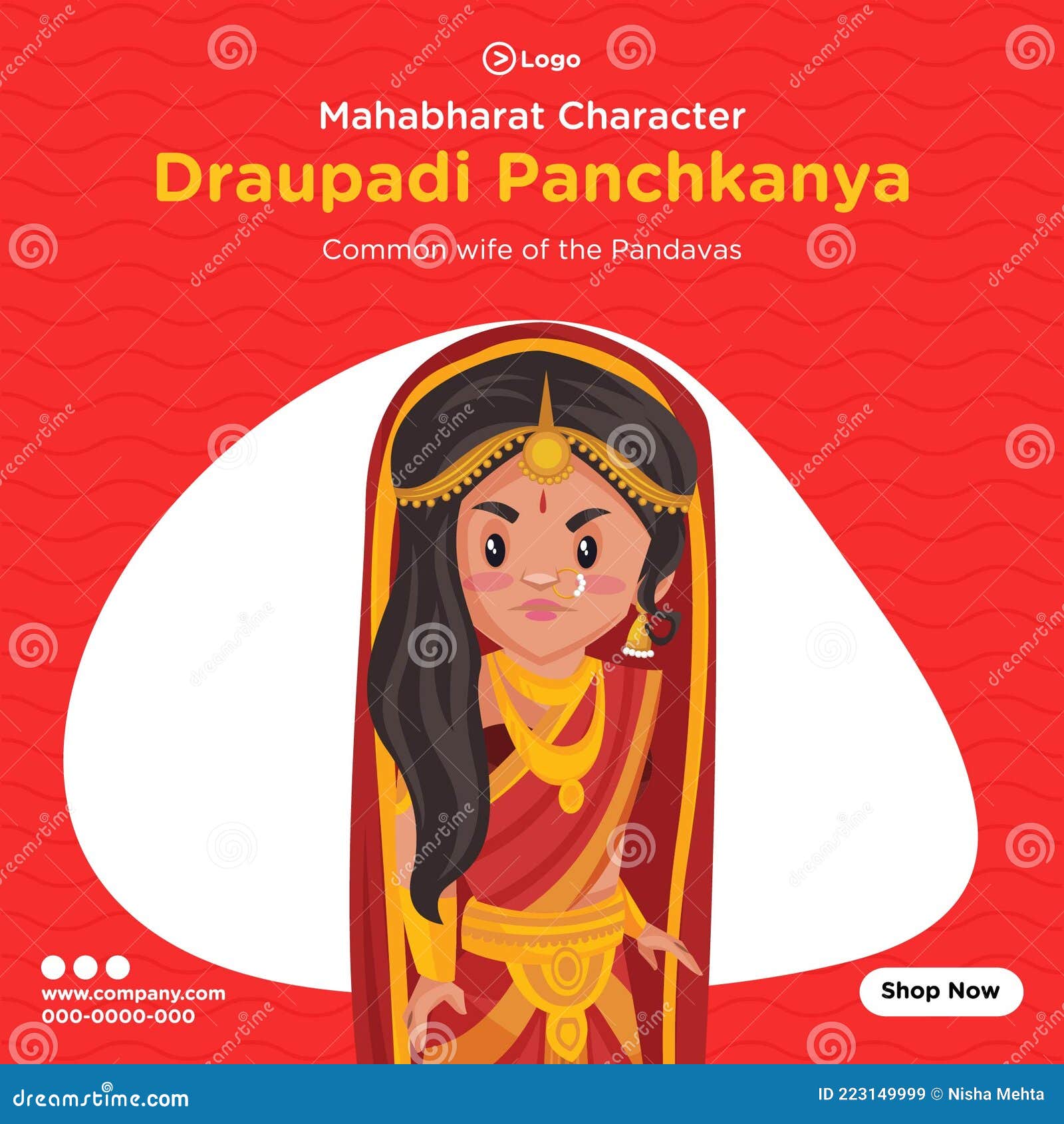 Banner Design of Mahabharat Character Draupadi Panchkanya Stock Vector ...