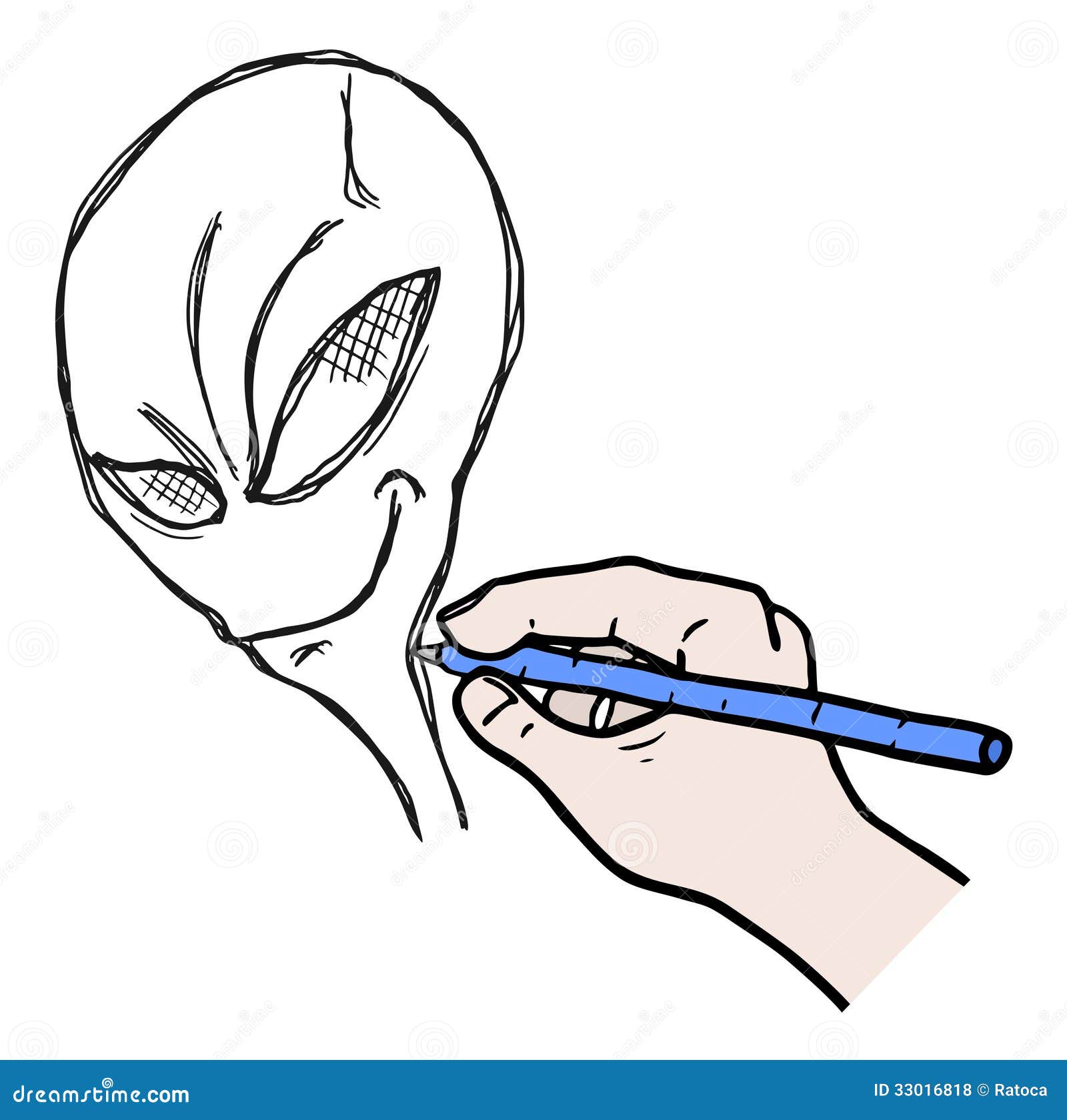 Draw Alien stock vector. Illustration of tattooing, hand - 33016818