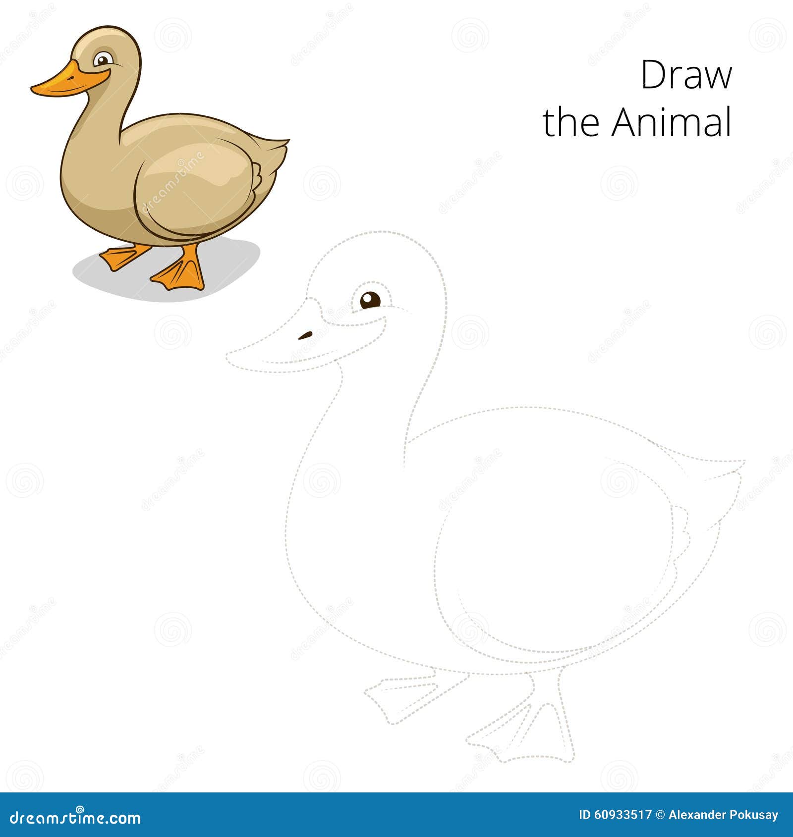Draw the Animal Duck Educational Game Vector Stock Vector ...