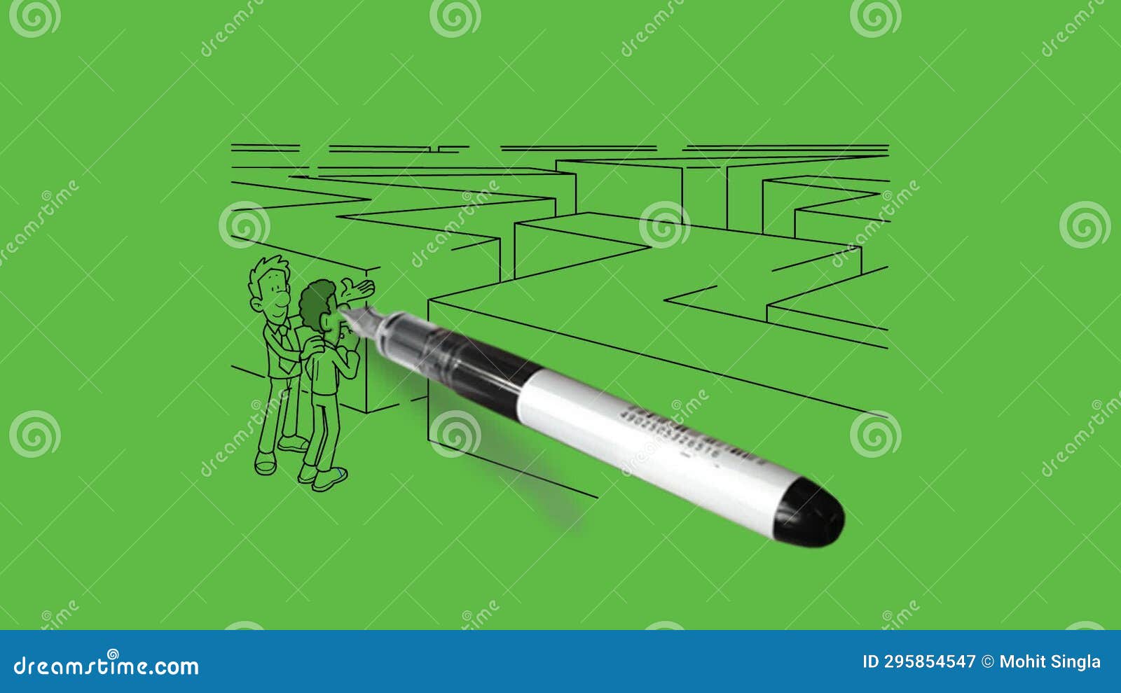 Draw Backside of Standing Two Young Men Discuss about Building Plan ...