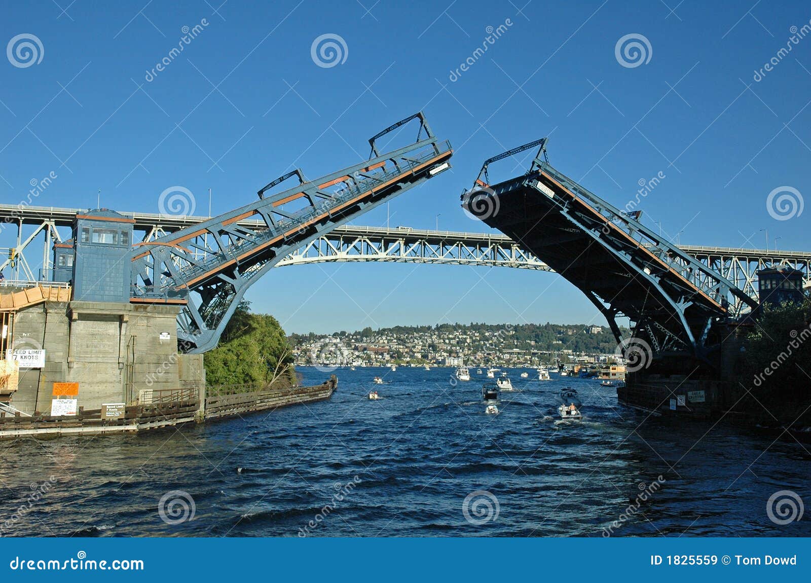 Draw Bridge Opening stock image. Image of ship, seattle - 1825559
