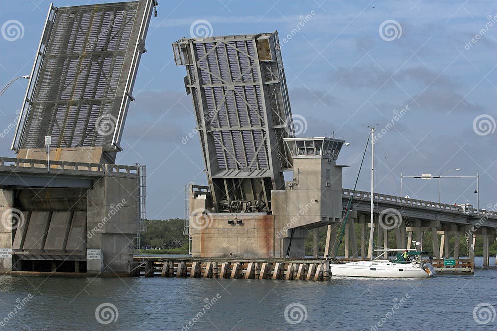 Draw bridge & sailboat stock image. Image of lightpost - 898065