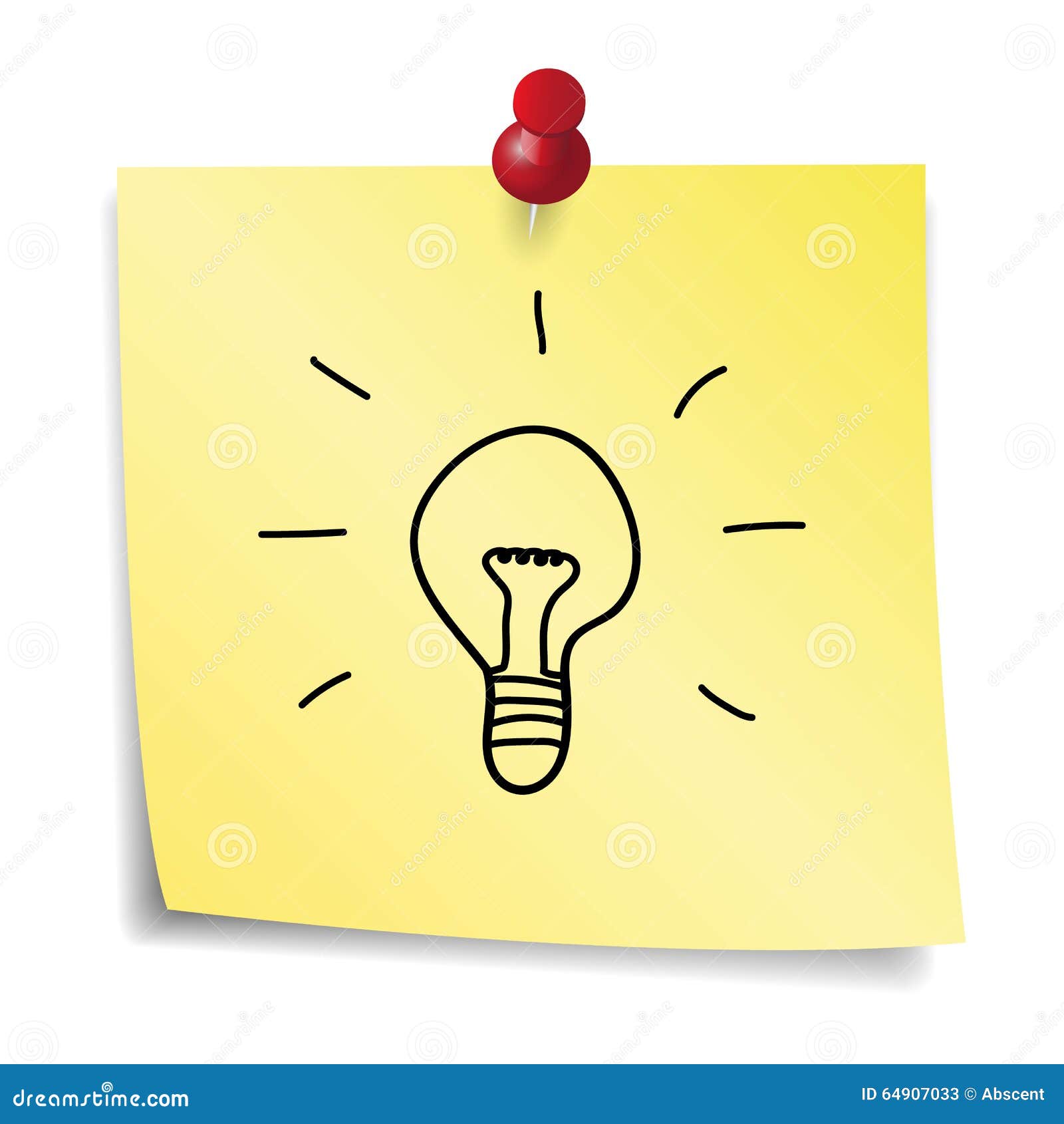 Draw bulb on paper note stock vector. Illustration of line - 64907033