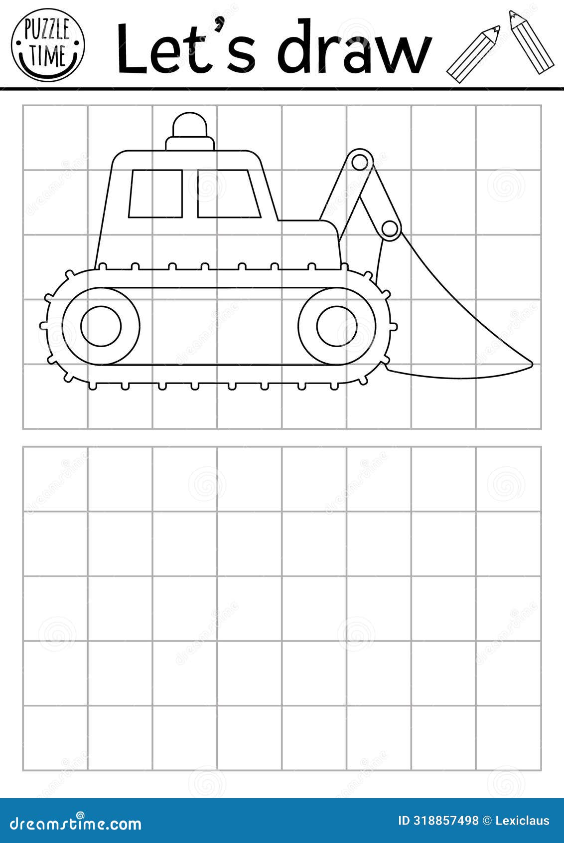 Draw Bulldozer. Vector Construction Site Drawing Practice Worksheet ...