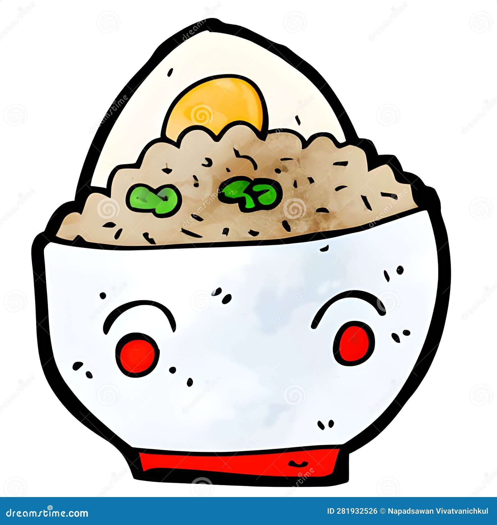 Draw a Cartoon Fried Rice. Generative AI. Stock Illustration ...