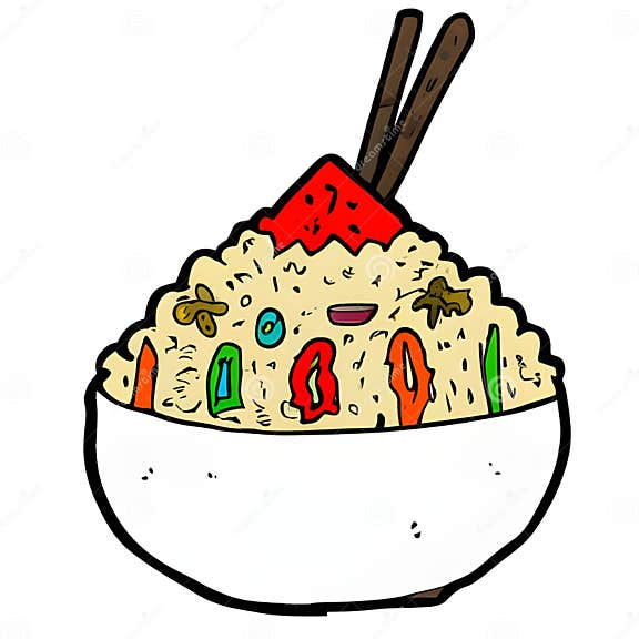 Draw a Cartoon Fried Rice. Generative AI. Stock Illustration ...