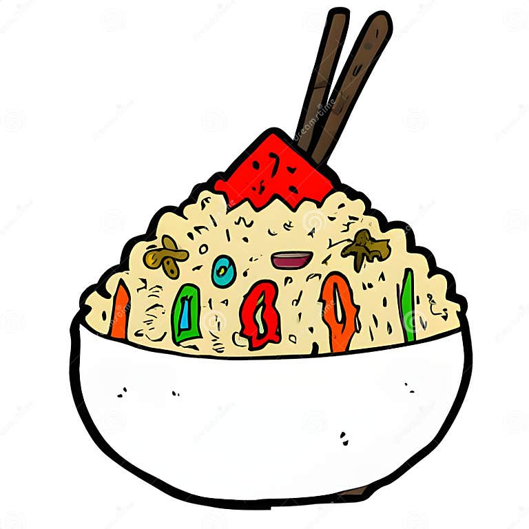 Draw a Cartoon Fried Rice. Generative AI. Stock Illustration ...