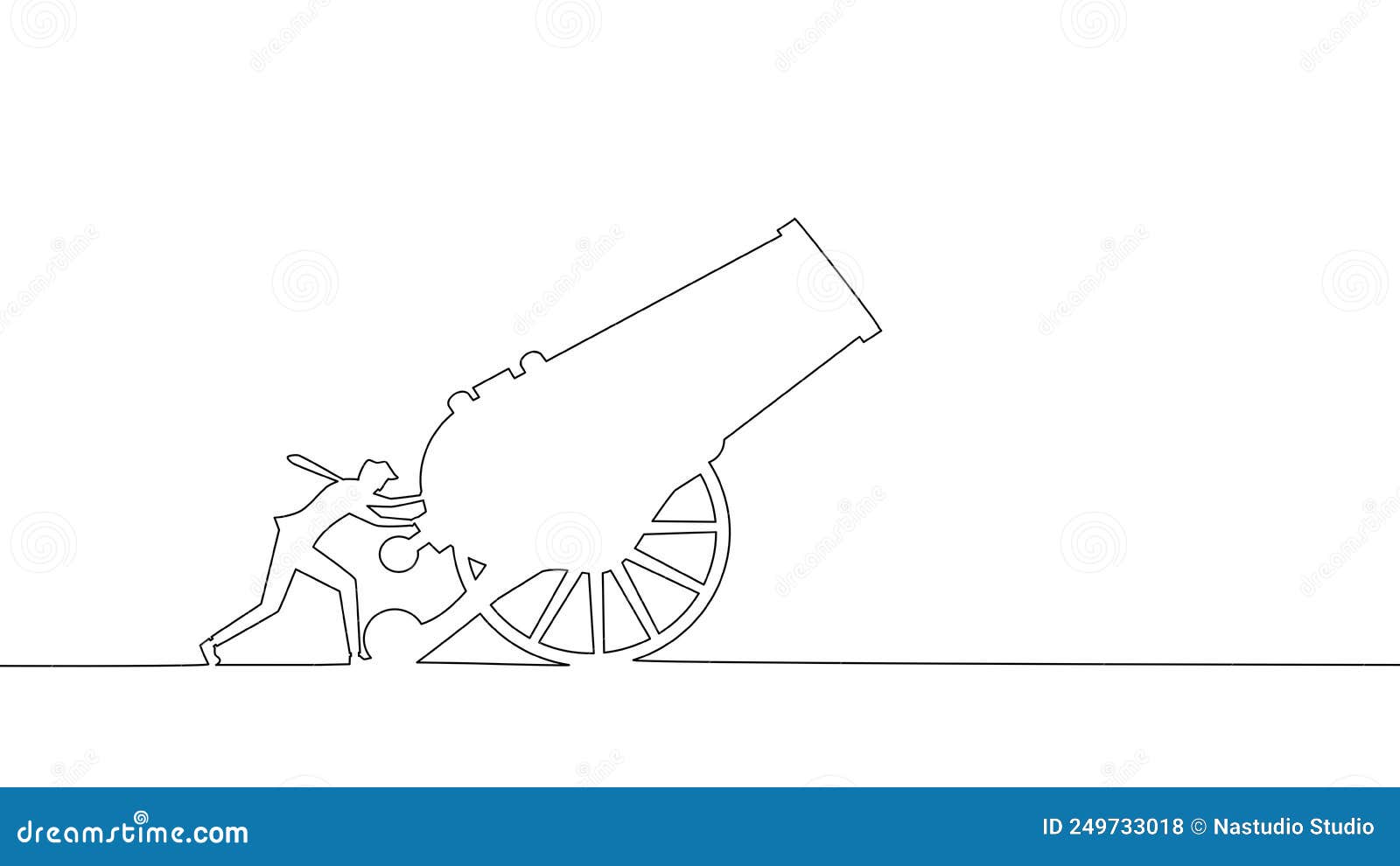 Draw a Continuous Line of Cannons. the Concept of War Stock Vector ...