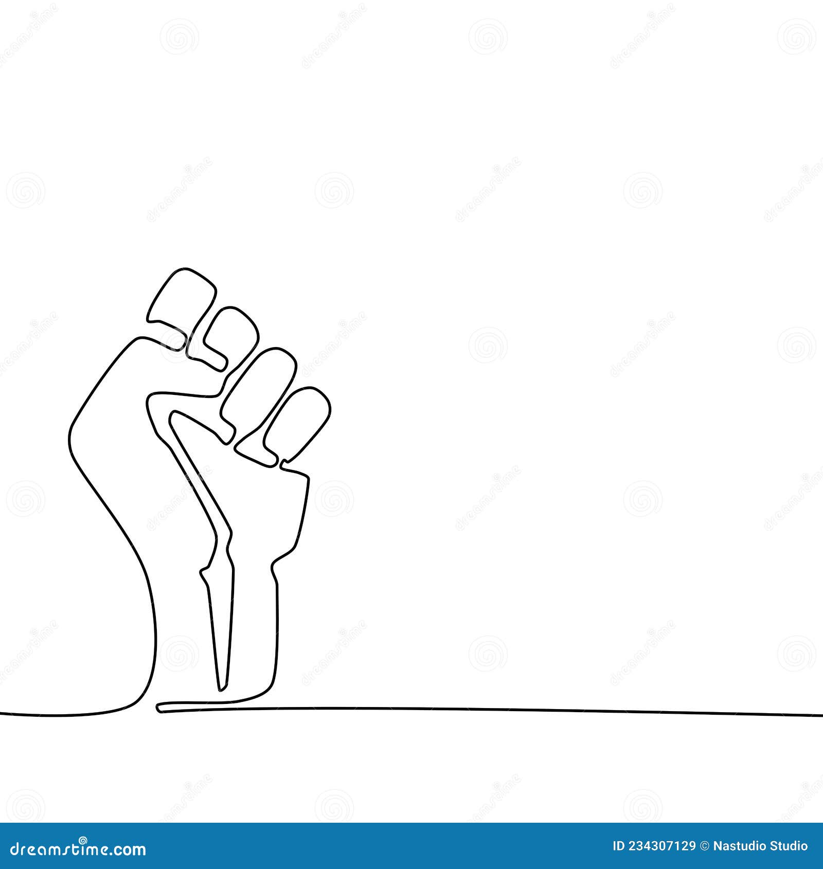 Draw a Continuous Line of the Fist. Raise Your Fist in Protest ...