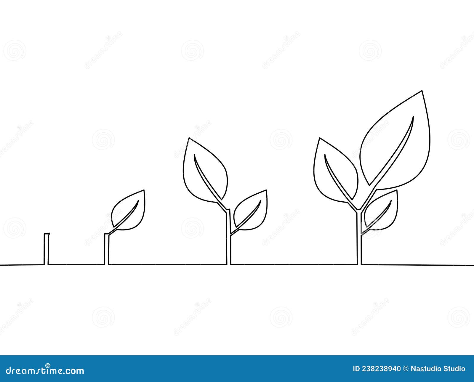 Draw a Continuous Line of Growing Trees. Vector Illustration Stock ...