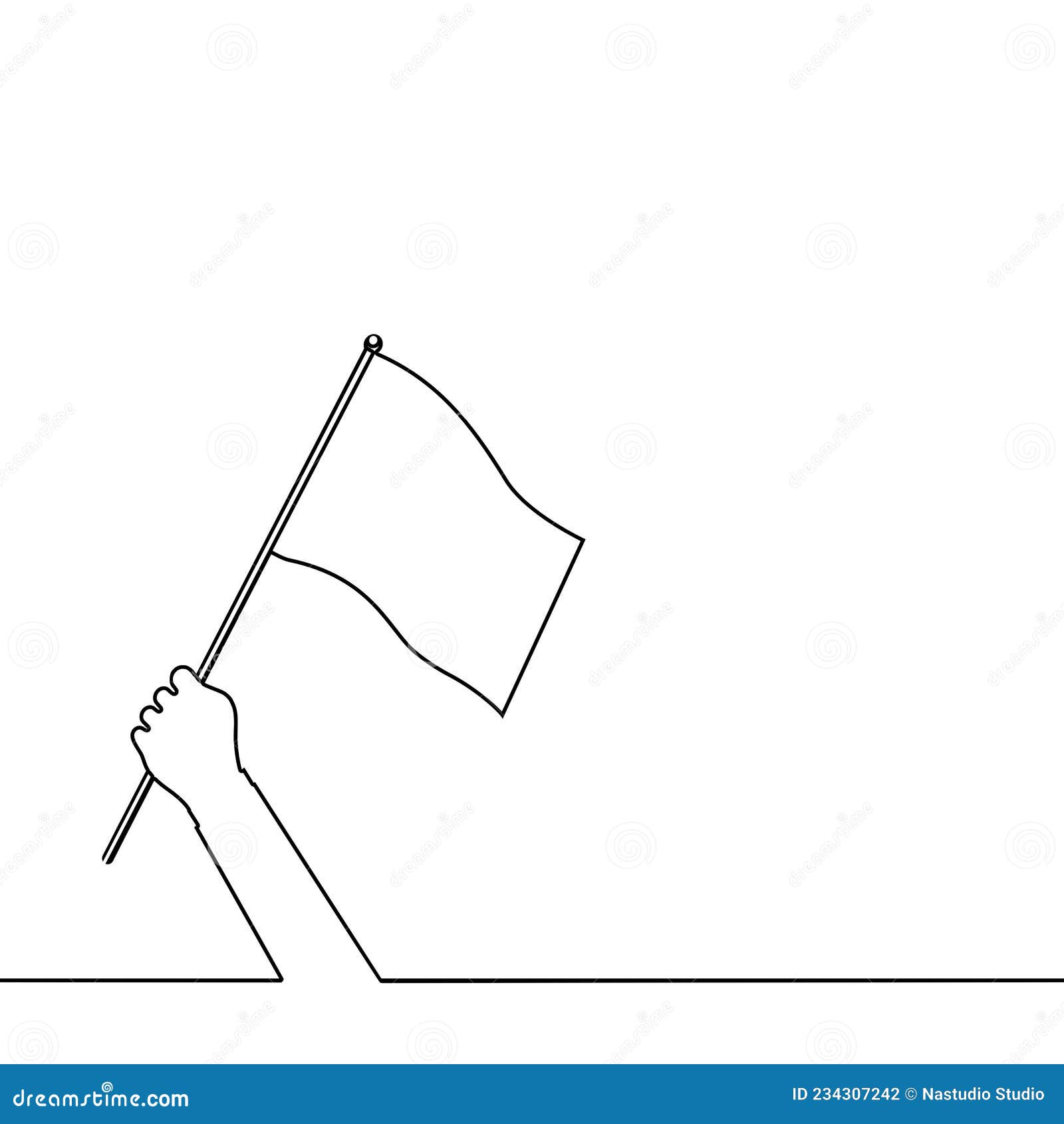 Draw a Continuous Line of the Hand Raising the Flag. Declaration of ...