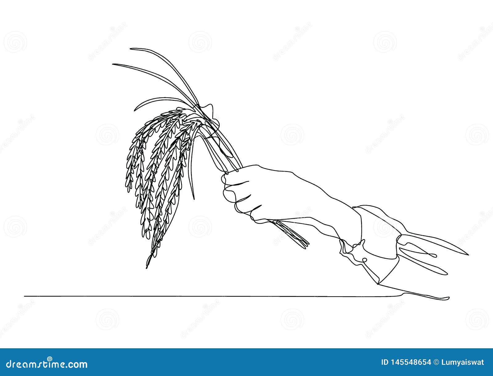 Draw a Continuous Line of Hand Woman Farmer Holding Rice Stock Vector ...