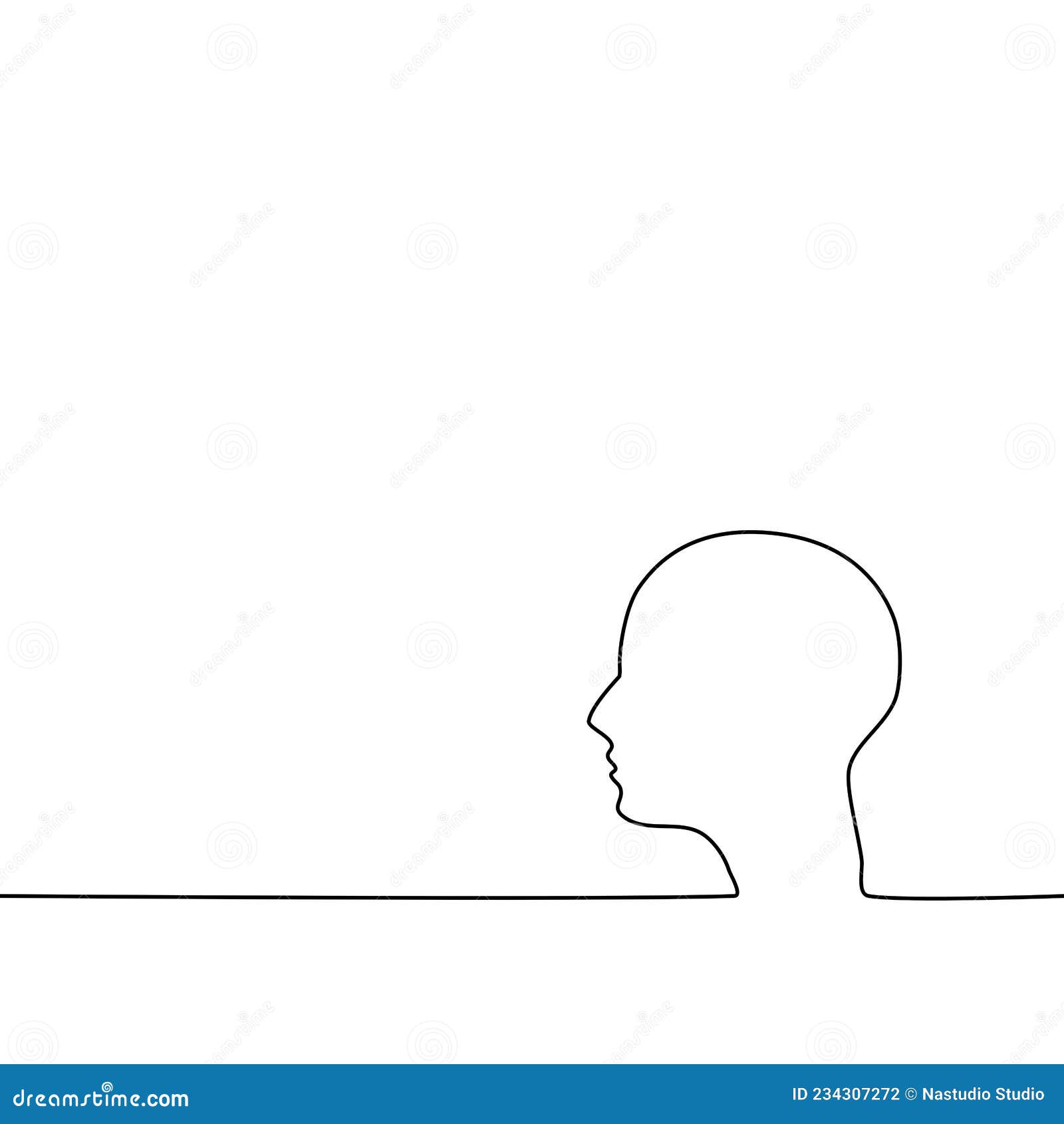 Draw a Continuous Line of the Head. Concept of People. Vector ...