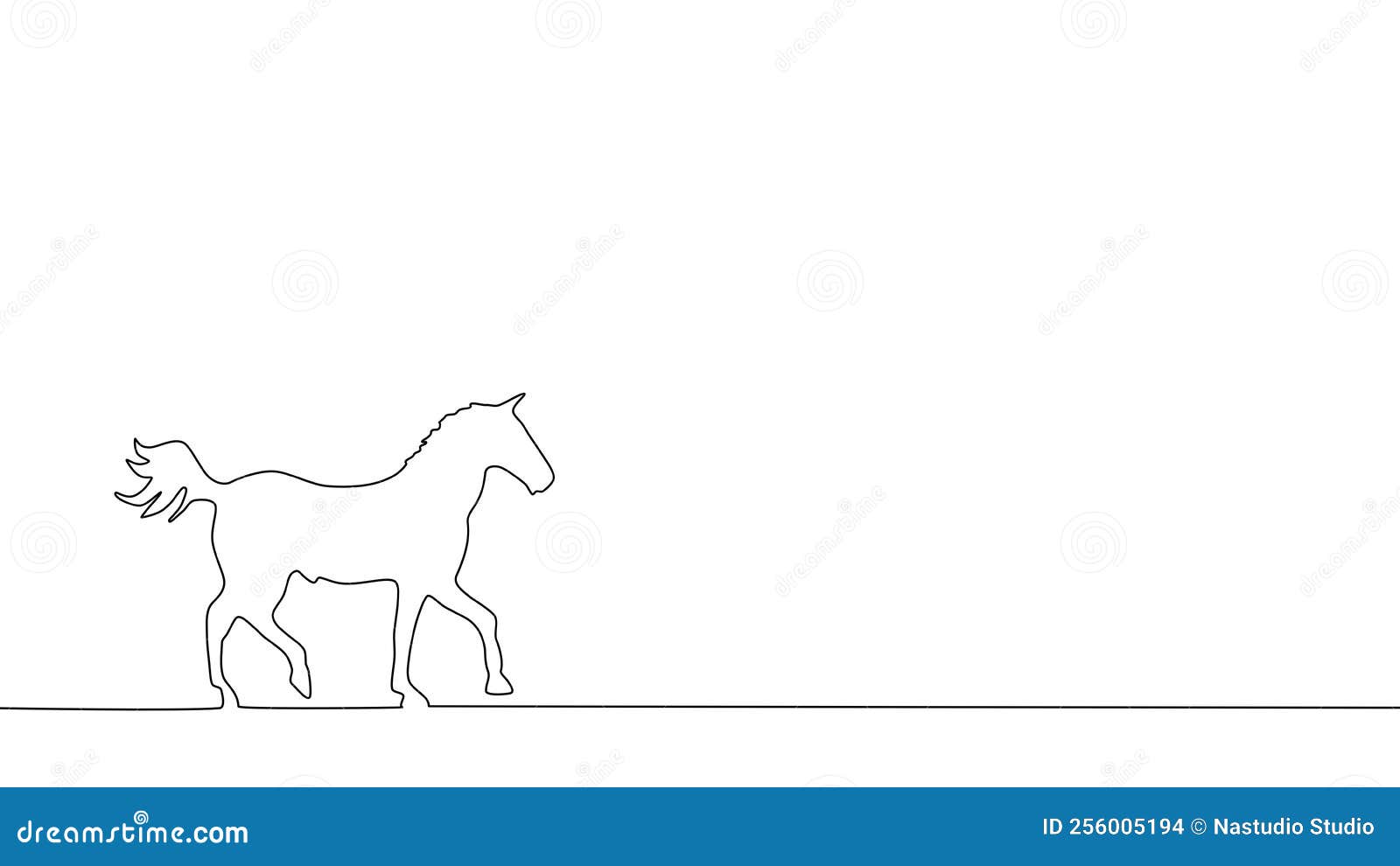 Draw a Continuous Line of Horses Isolated on a White Background. Vector ...