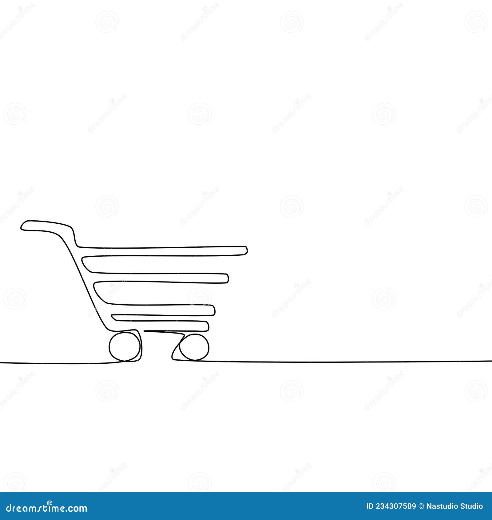 Draw a Continuous Line of the Shopping Cart. Online Shopping Concept ...