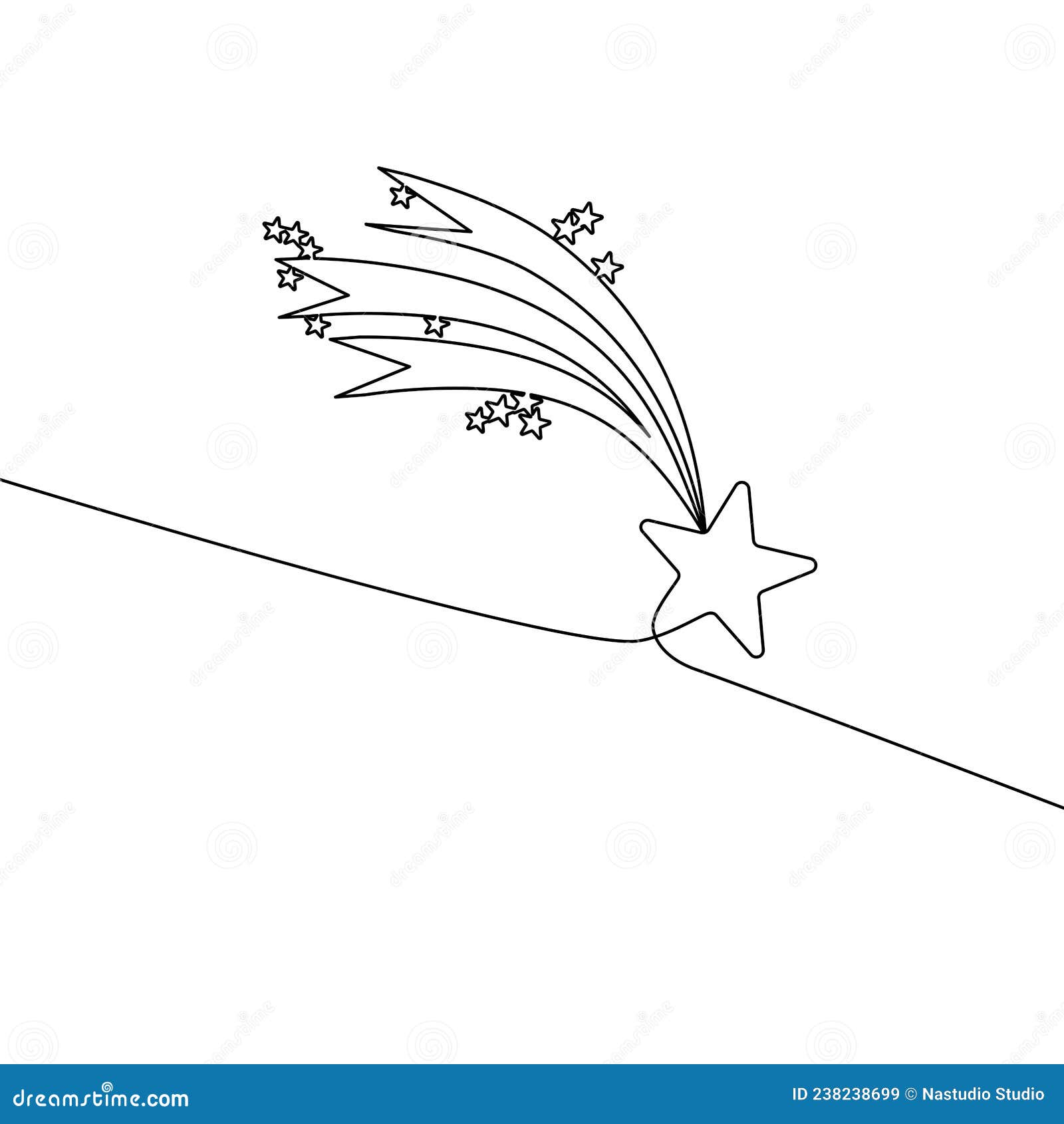 Draw a Continuous Line of Stars. Shining Meteor or Comet Stock Vector ...