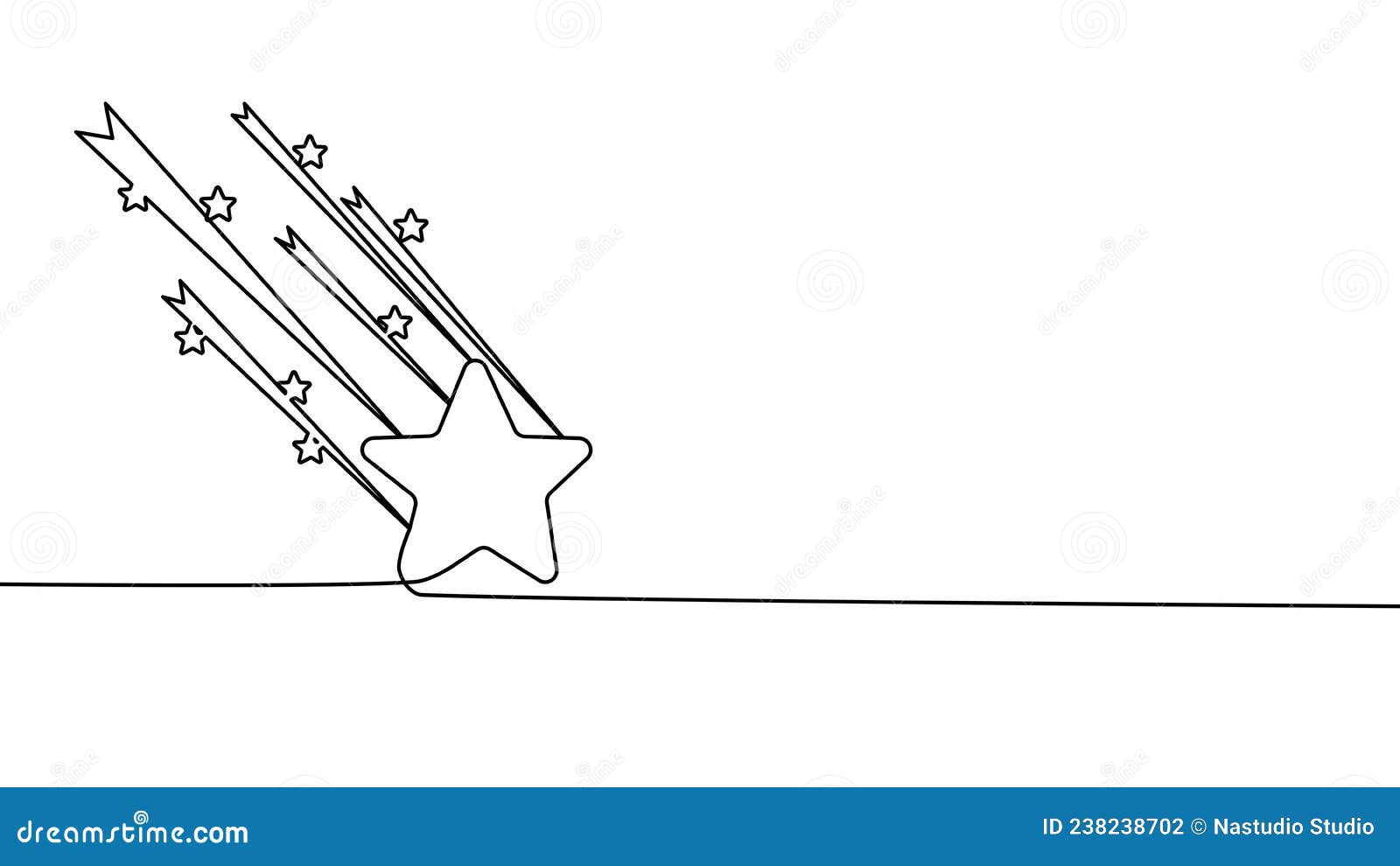 Draw a Continuous Line of Stars. Shining Meteor or Comet Stock Vector ...