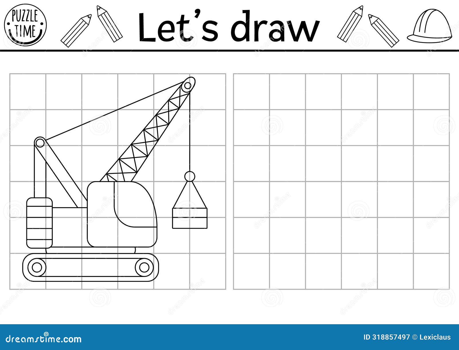 Draw the Crawler Crane. Vector Construction Site Drawing Practice ...