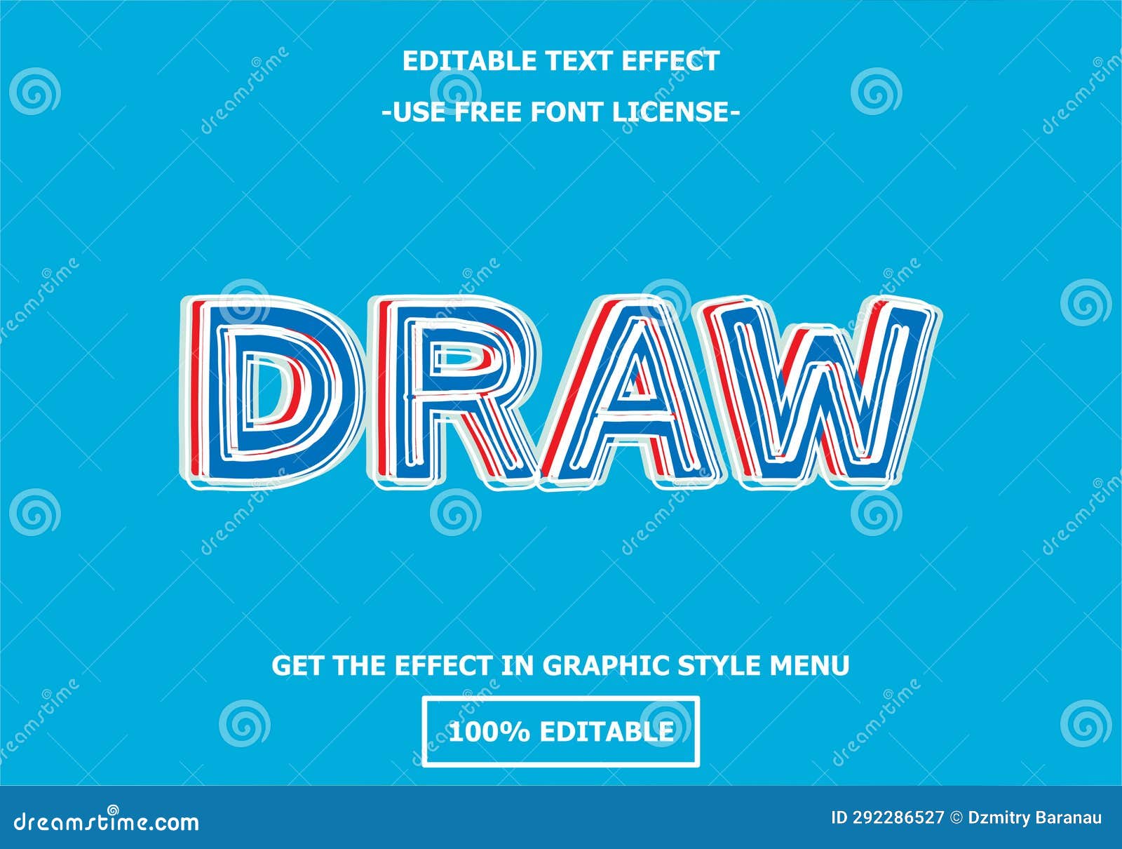 Draw 3D Editable Text Effect Template. Style Premium Free Font License ...