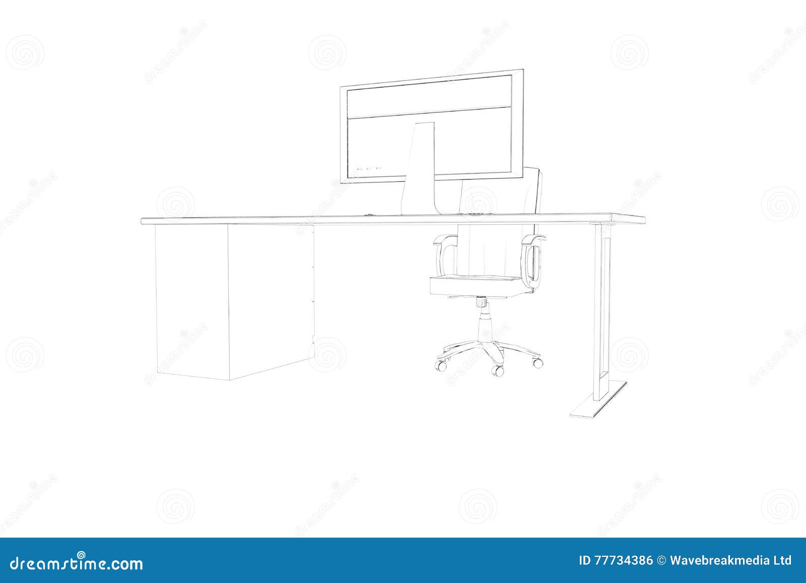 Draw of a desk stock illustration. Illustration of keyboard - 77734386