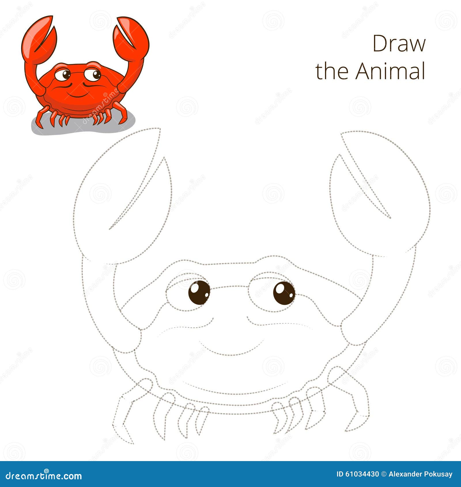 Draw the Fish Animal Crab Educational Game Stock Vector - Illustration ... Draw the Fish Animal Crab Educational Game Stock Vector - Illustration ...