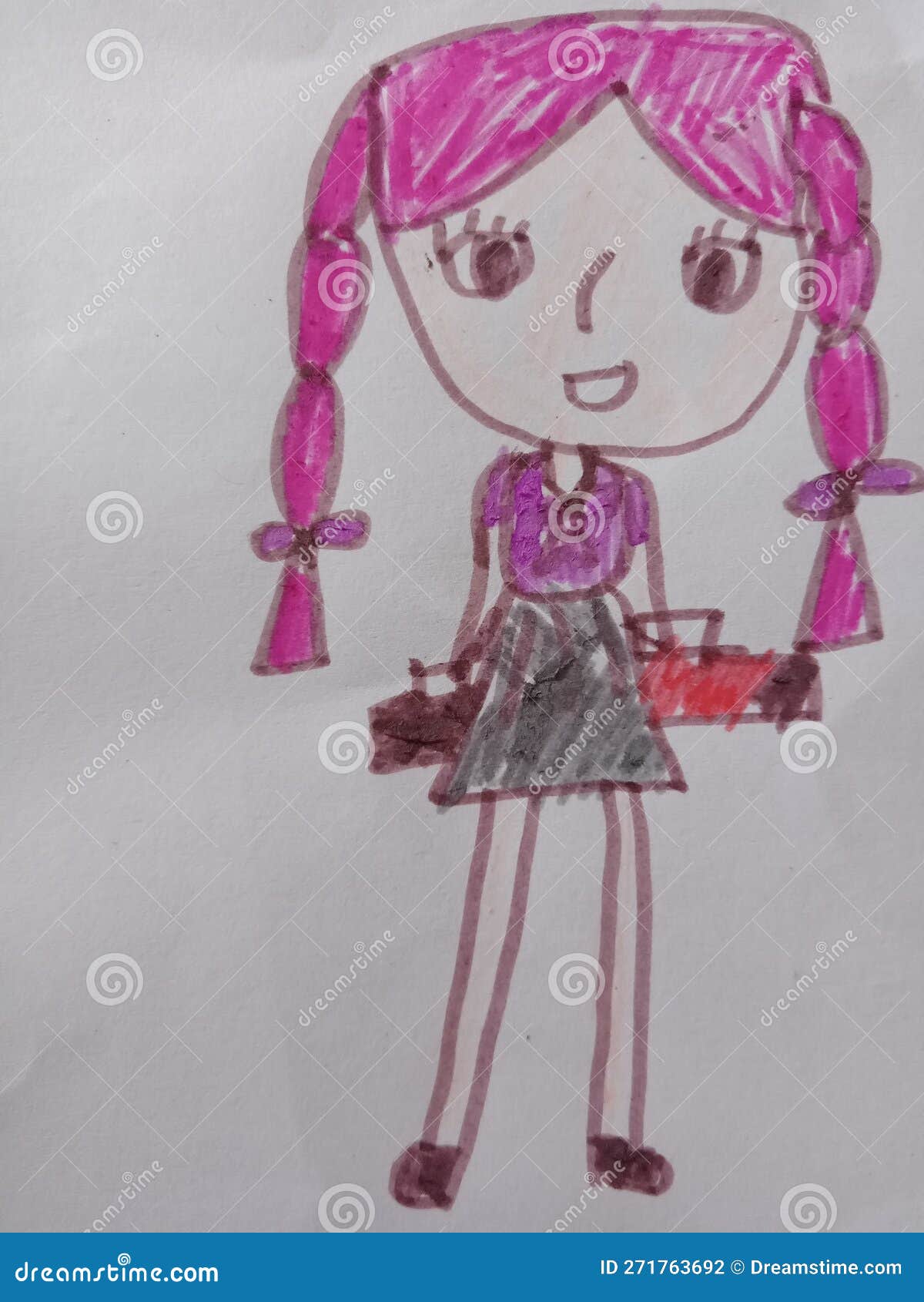 Draw a Girl Using Colored Pencils Stock Photo - Image of pencils ...