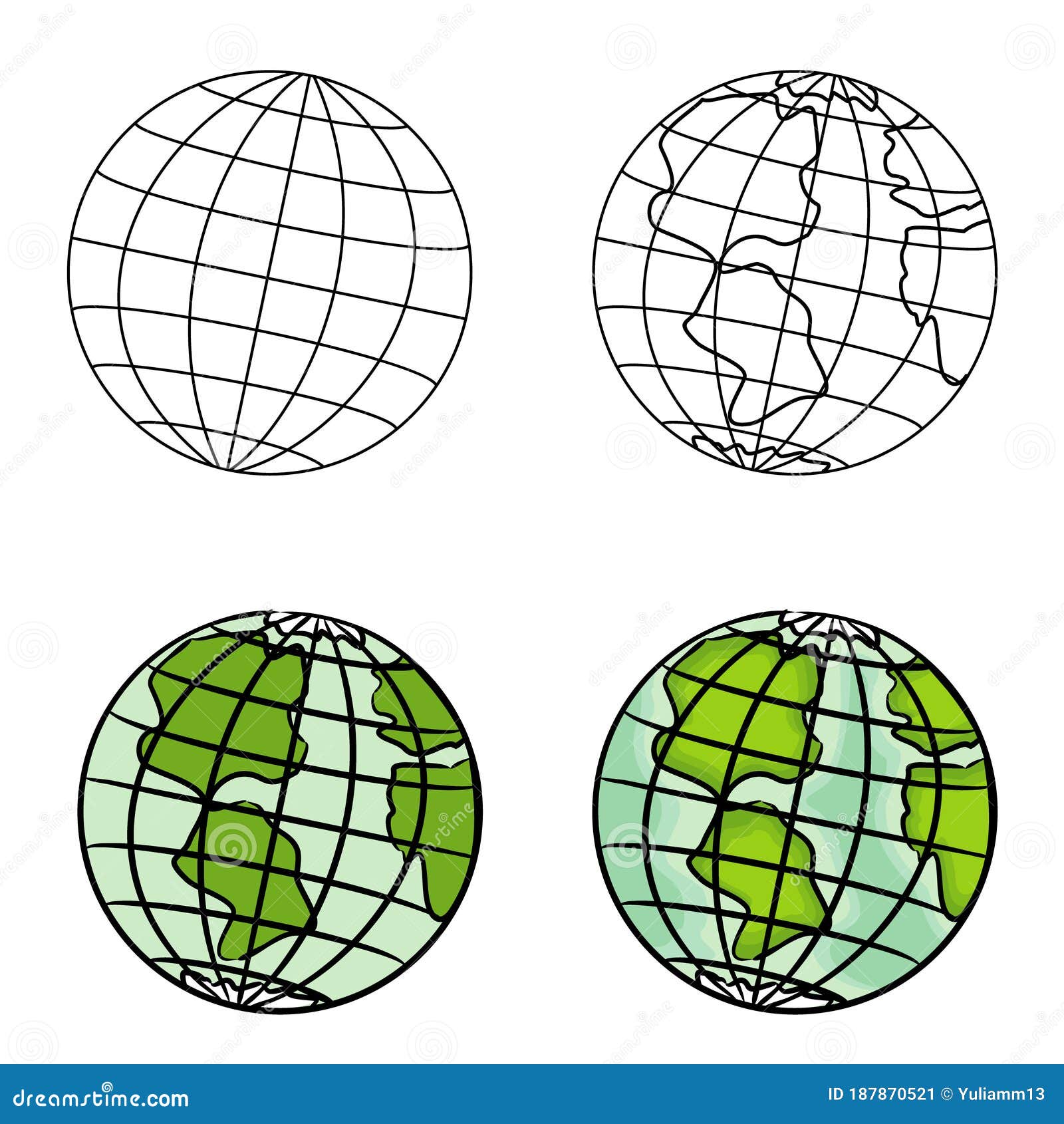 Draw a globe in steps stock illustration. Illustration of continent ...