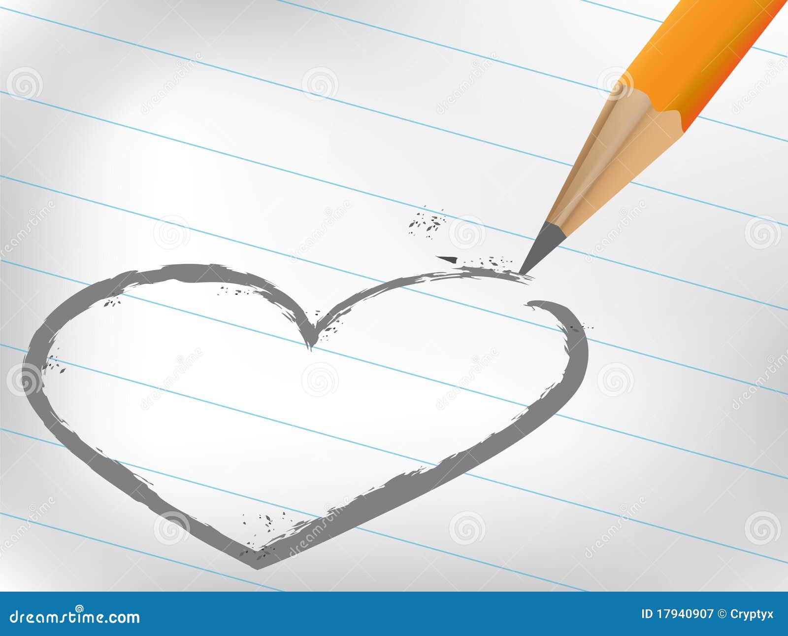 Draw heart on white paper stock vector. Illustration of artist - 17940907