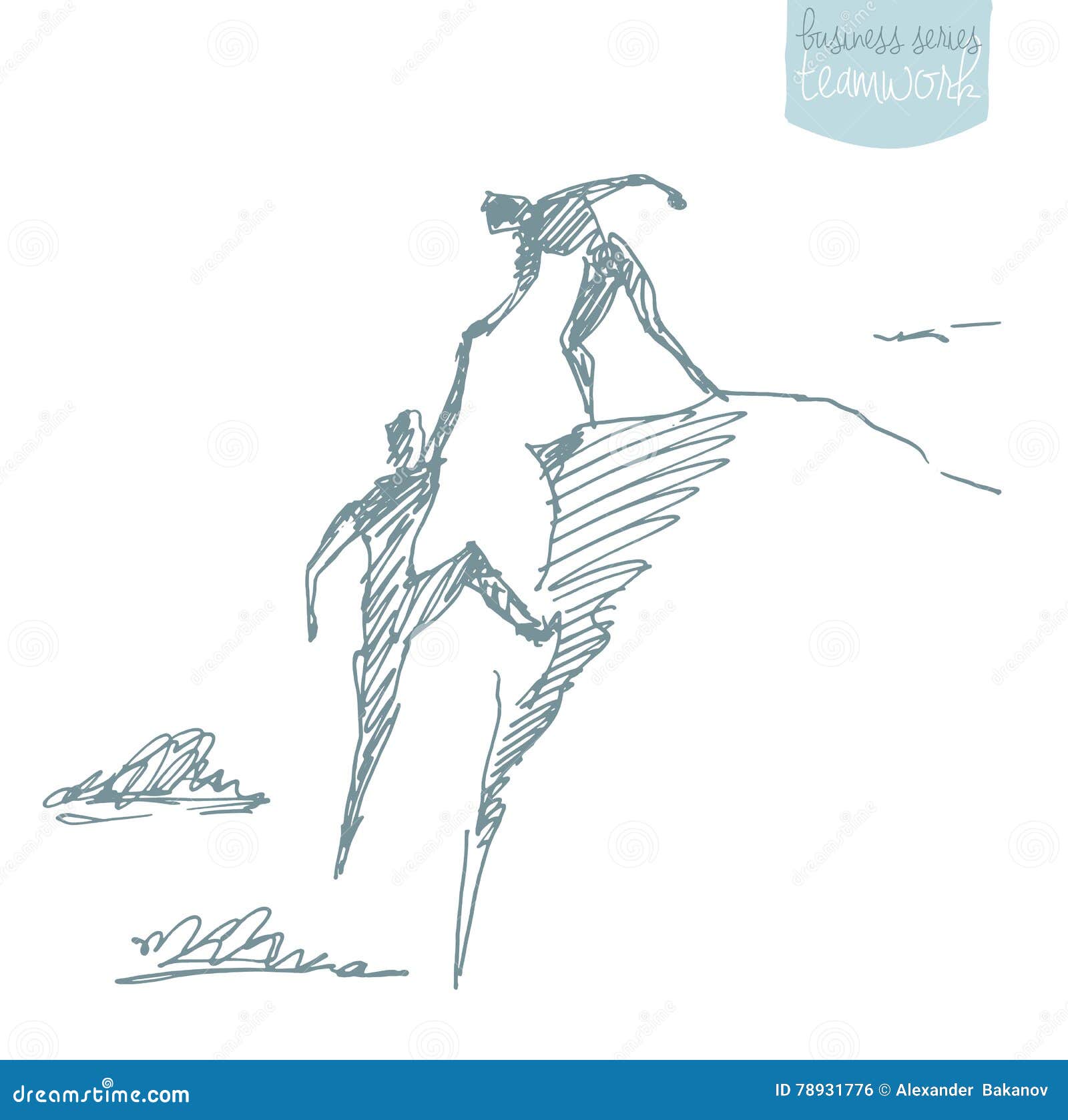 Draw Helping Man Climb Teamwork Partnership Sketch Vector Illustration ... Draw Helping Man Climb Teamwork Partnership Sketch Vector Illustration ...