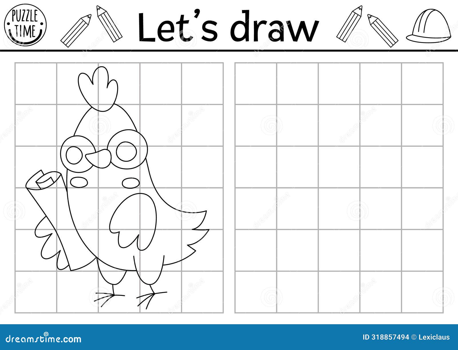 Draw the Hen Worker. Vector Construction Site Drawing Practice ...