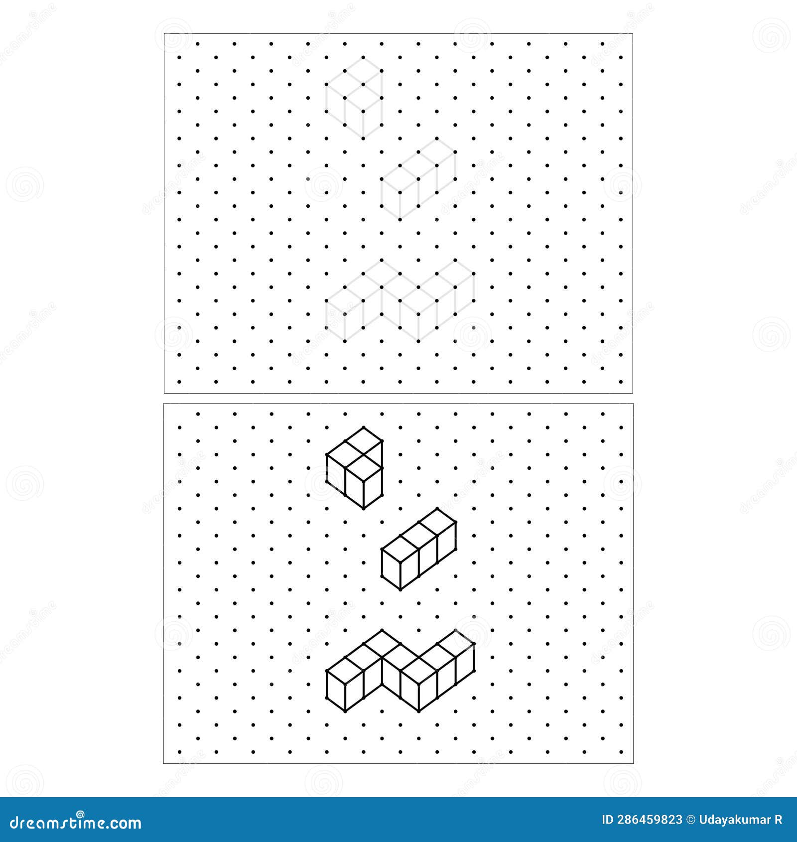 Draw an Isometric Cube on Each of these Shapes Using the Dotted Lines ...