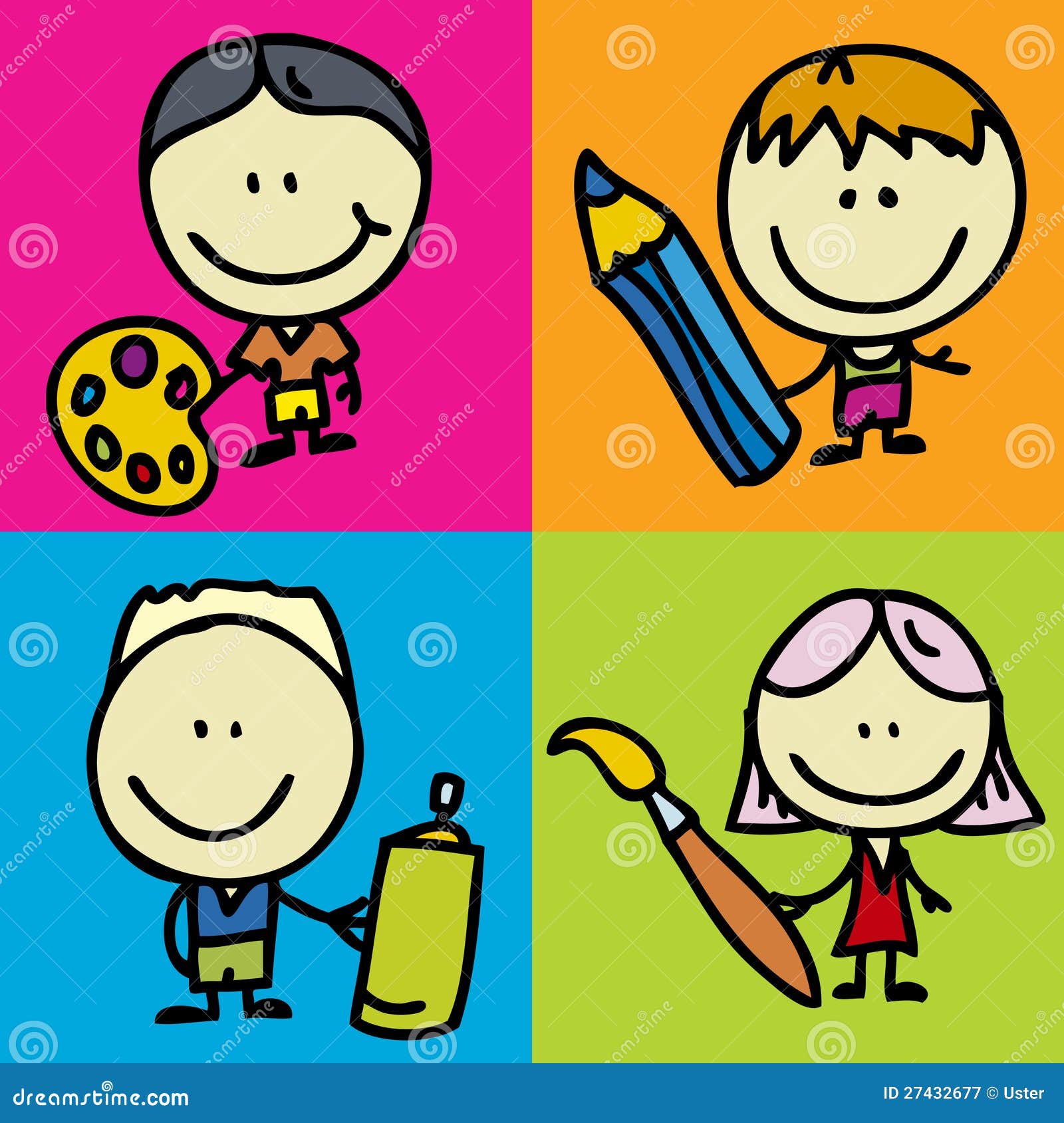 Draw kids stock vector. Illustration of brush, nice, look - 27432677
