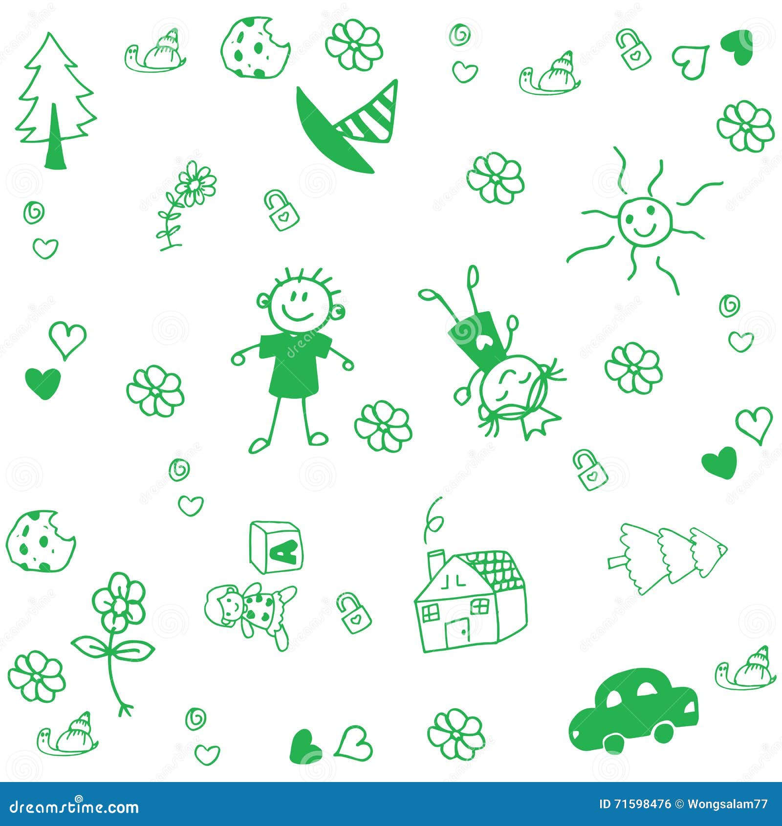 Draw for kids doodle art stock vector. Illustration of drawn - 71598476