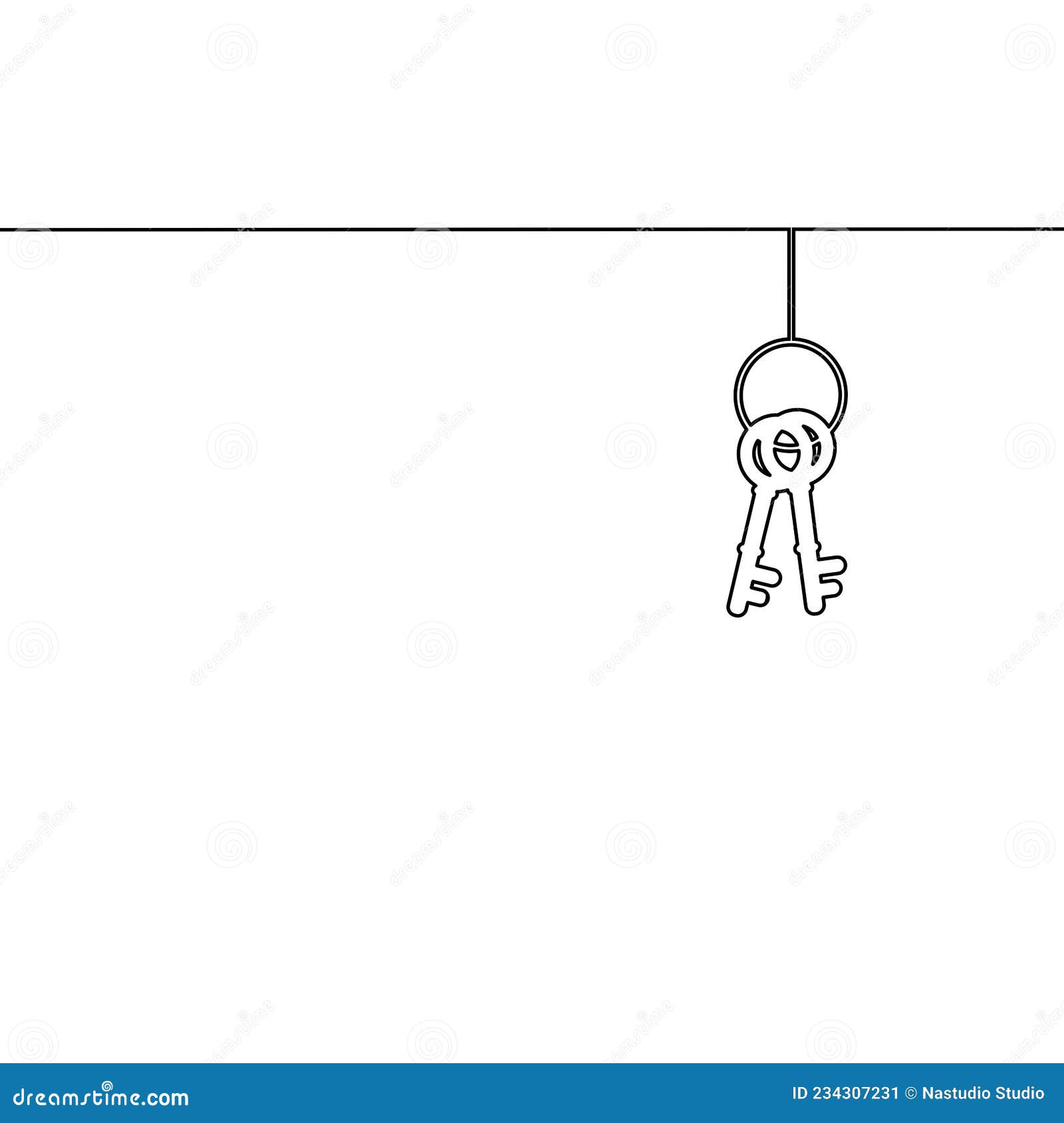 Draw a Line of the Keychain. Concept Key To Success. Vector ...