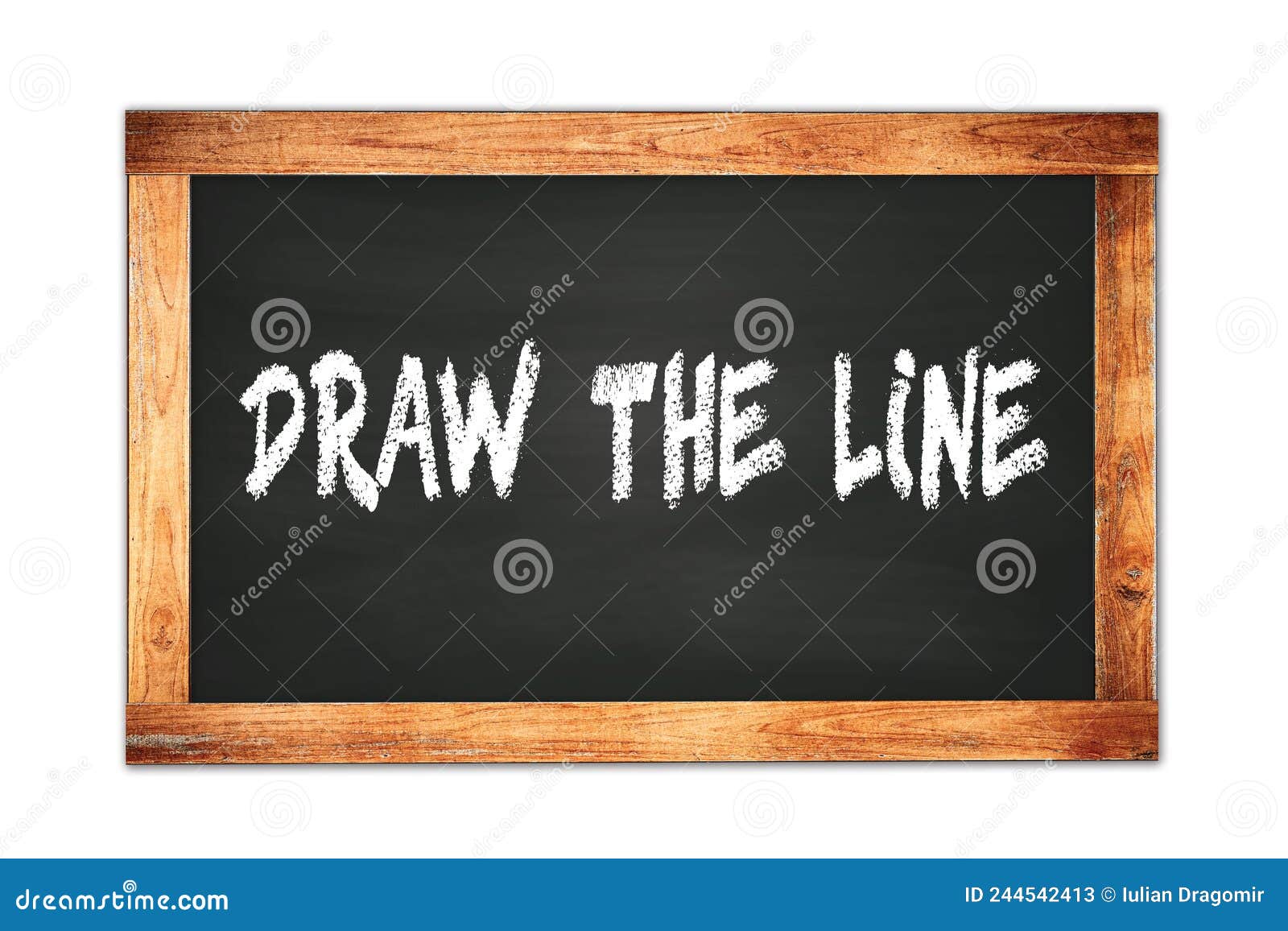 DRAW the LINE Text Written on Wooden Frame School Blackboard Stock ...
