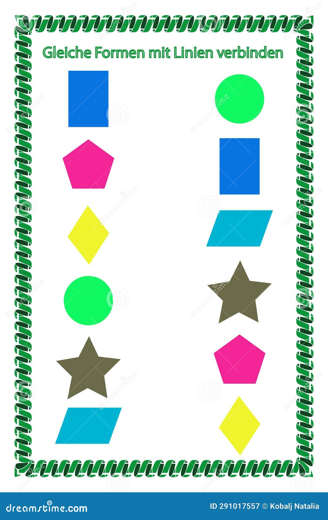 Draw Lines To Connect The Same Shapes Deutch Cartoon Vector ...