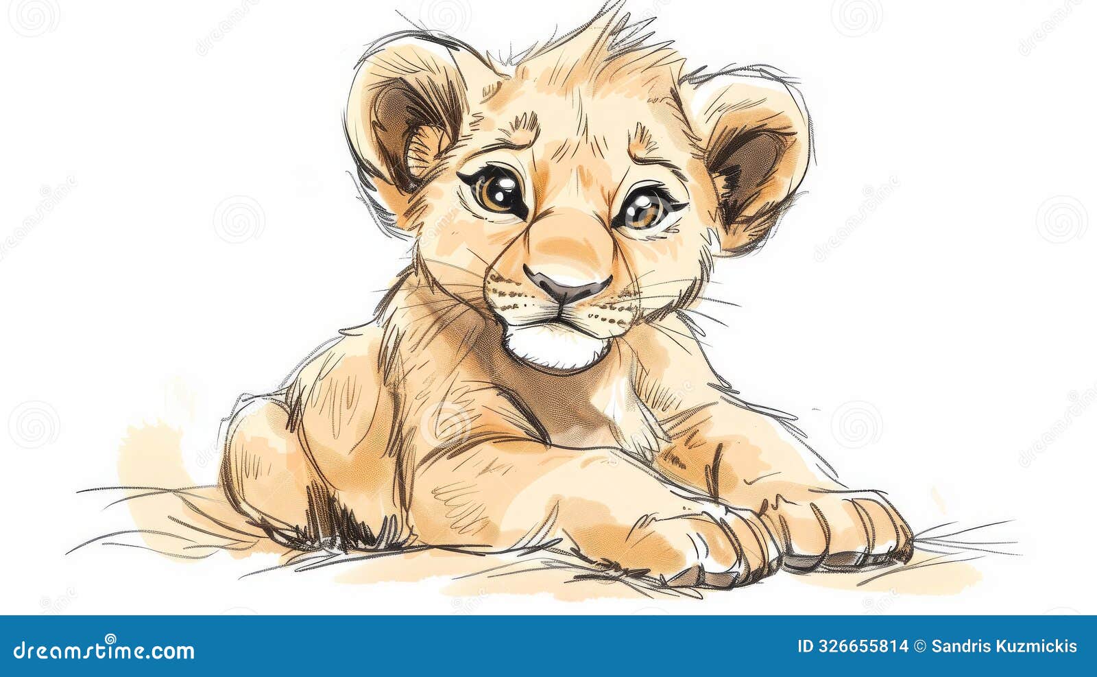 Draw of a Lion Cub. Generative AI. Stock Illustration - Illustration of ...