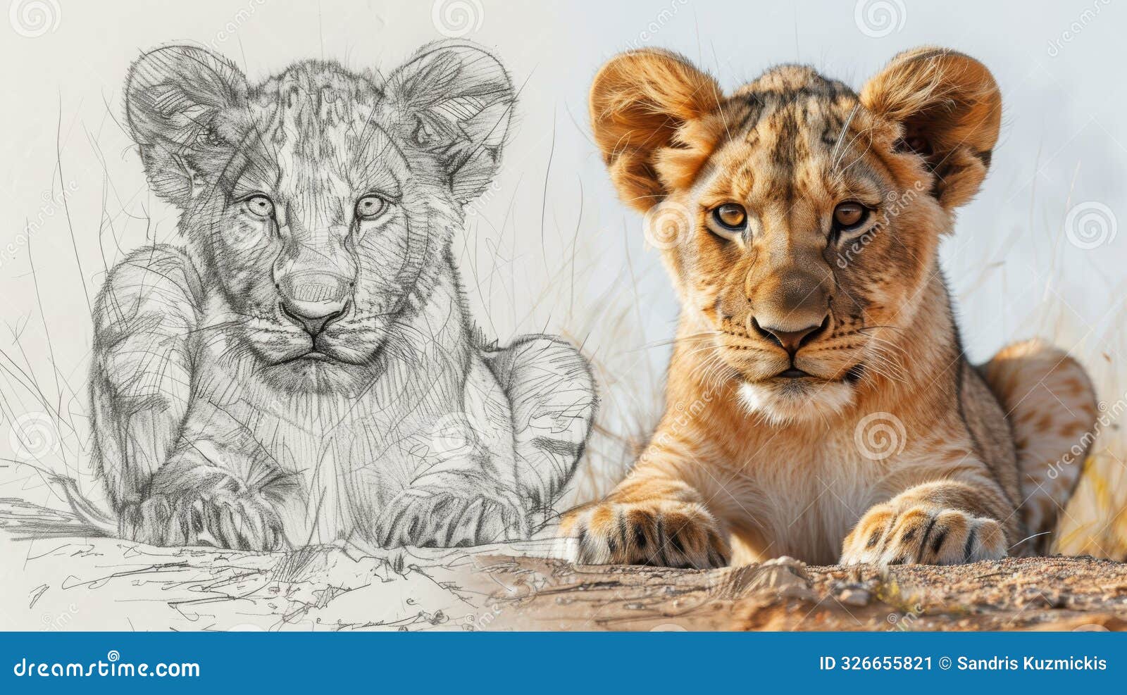 Draw of a Lion Cub. Generative AI. Stock Illustration - Illustration of ...