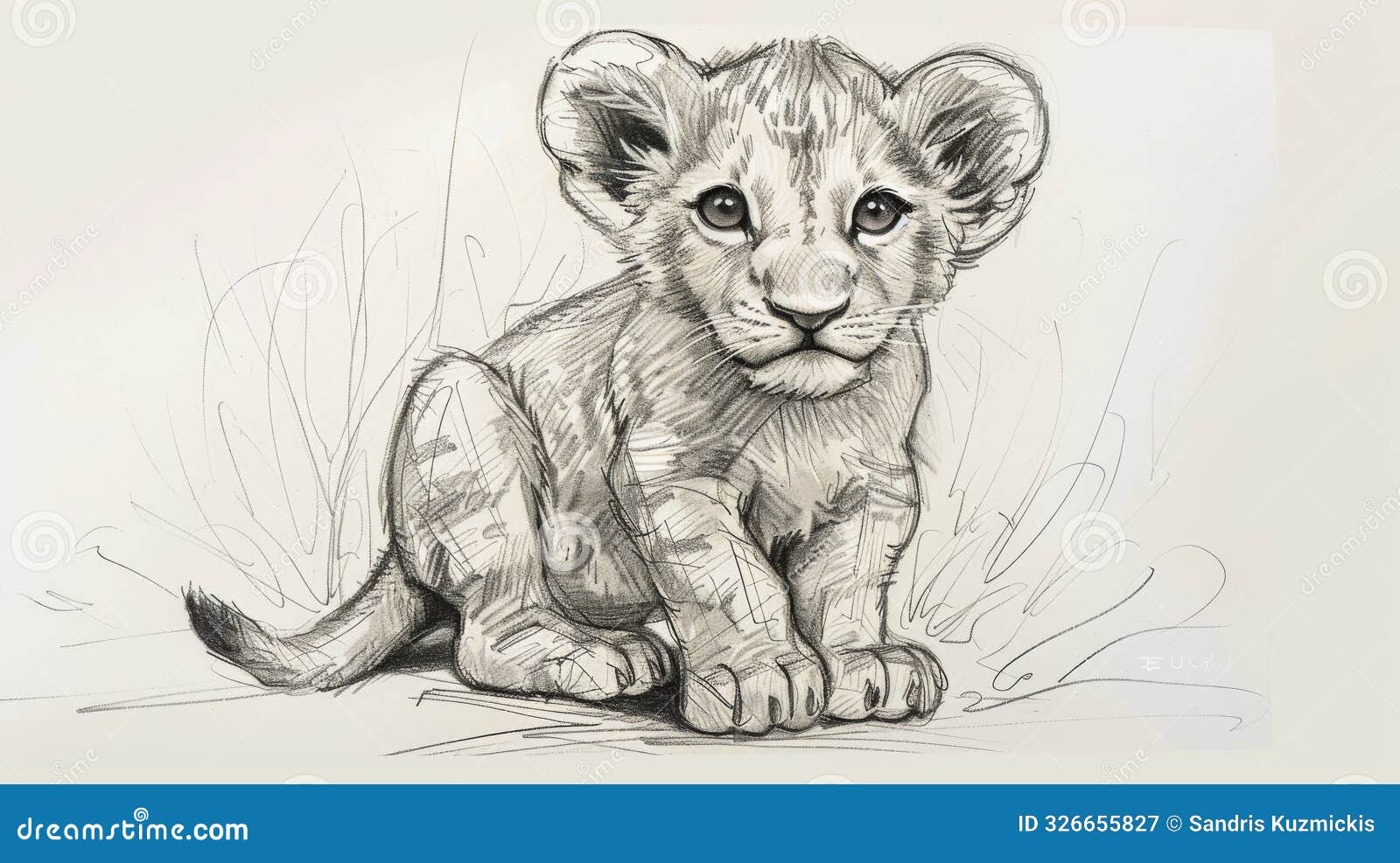 Draw of a Lion Cub. Generative AI. Stock Illustration - Illustration of ...