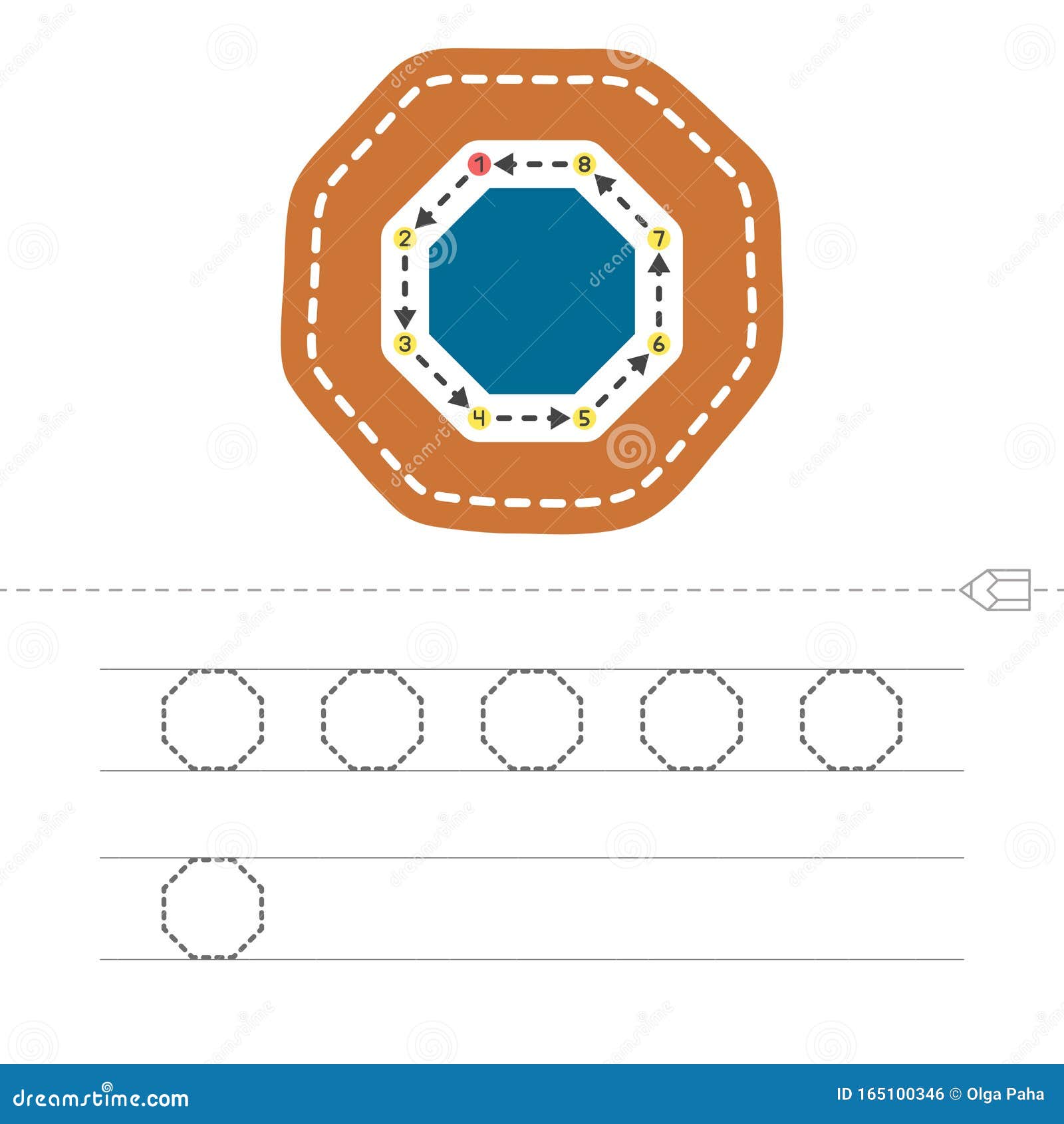 Draw a octagon stock vector. Illustration of education - 165100346
