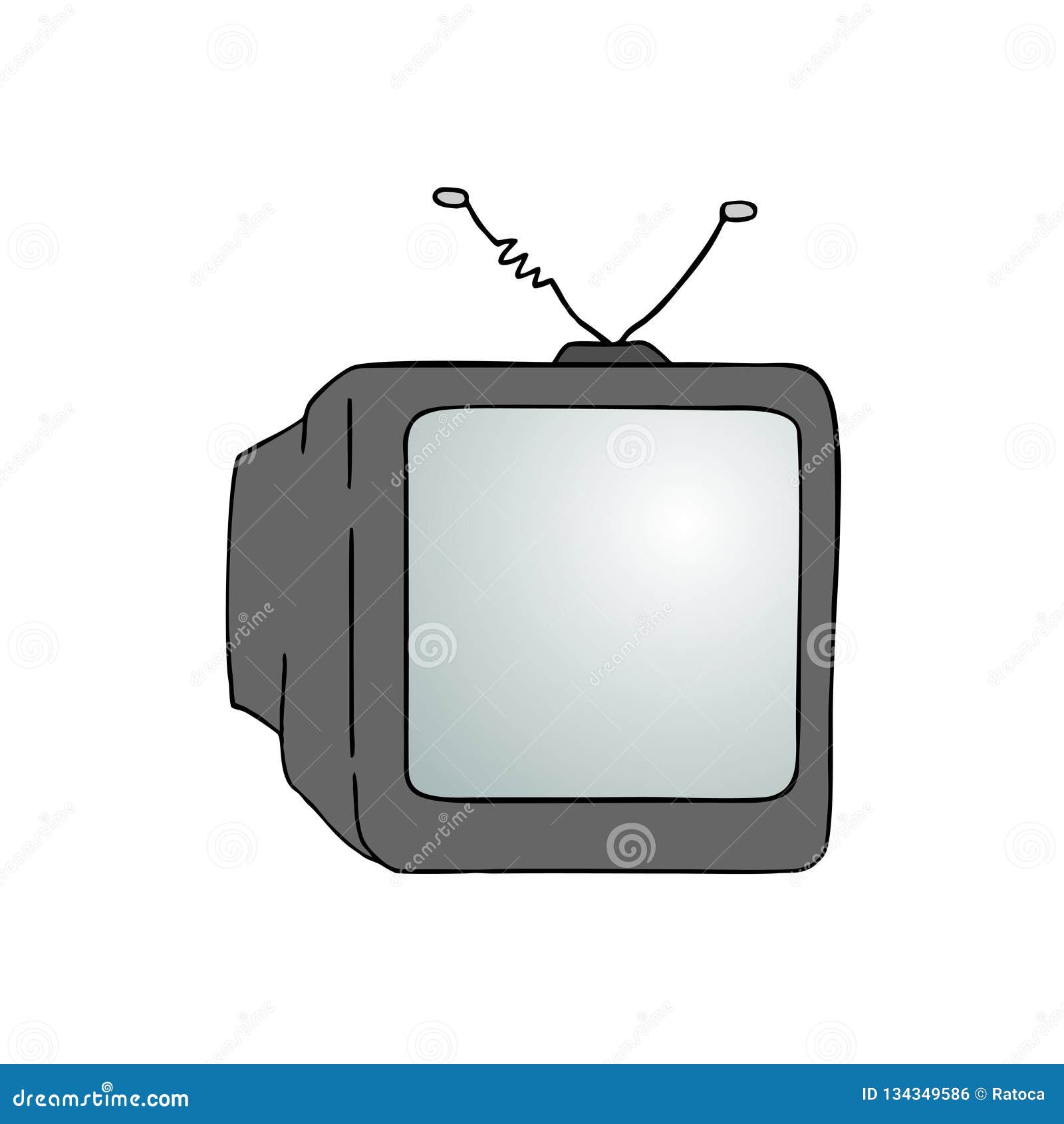 Draw of old television stock vector. Illustration of isolated - 134349586