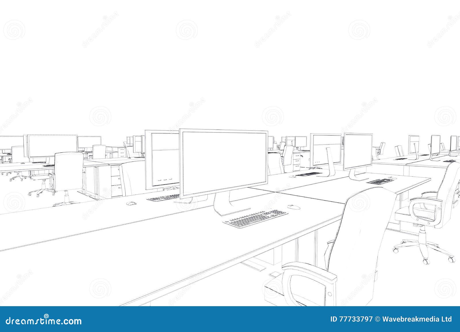 Draw of an open space stock illustration. Illustration of computer ...