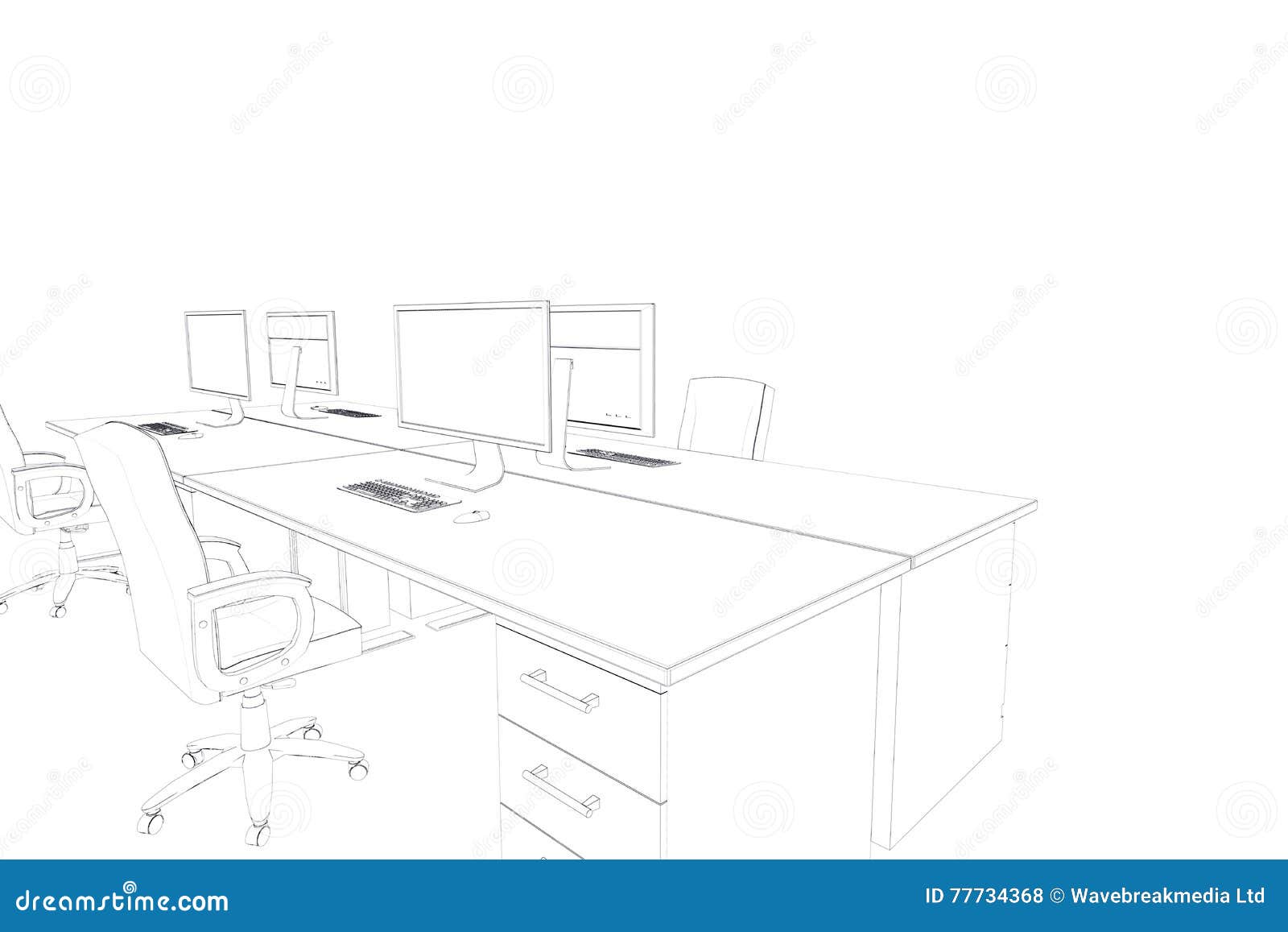 Draw of an open space stock illustration. Illustration of chairs - 77734368