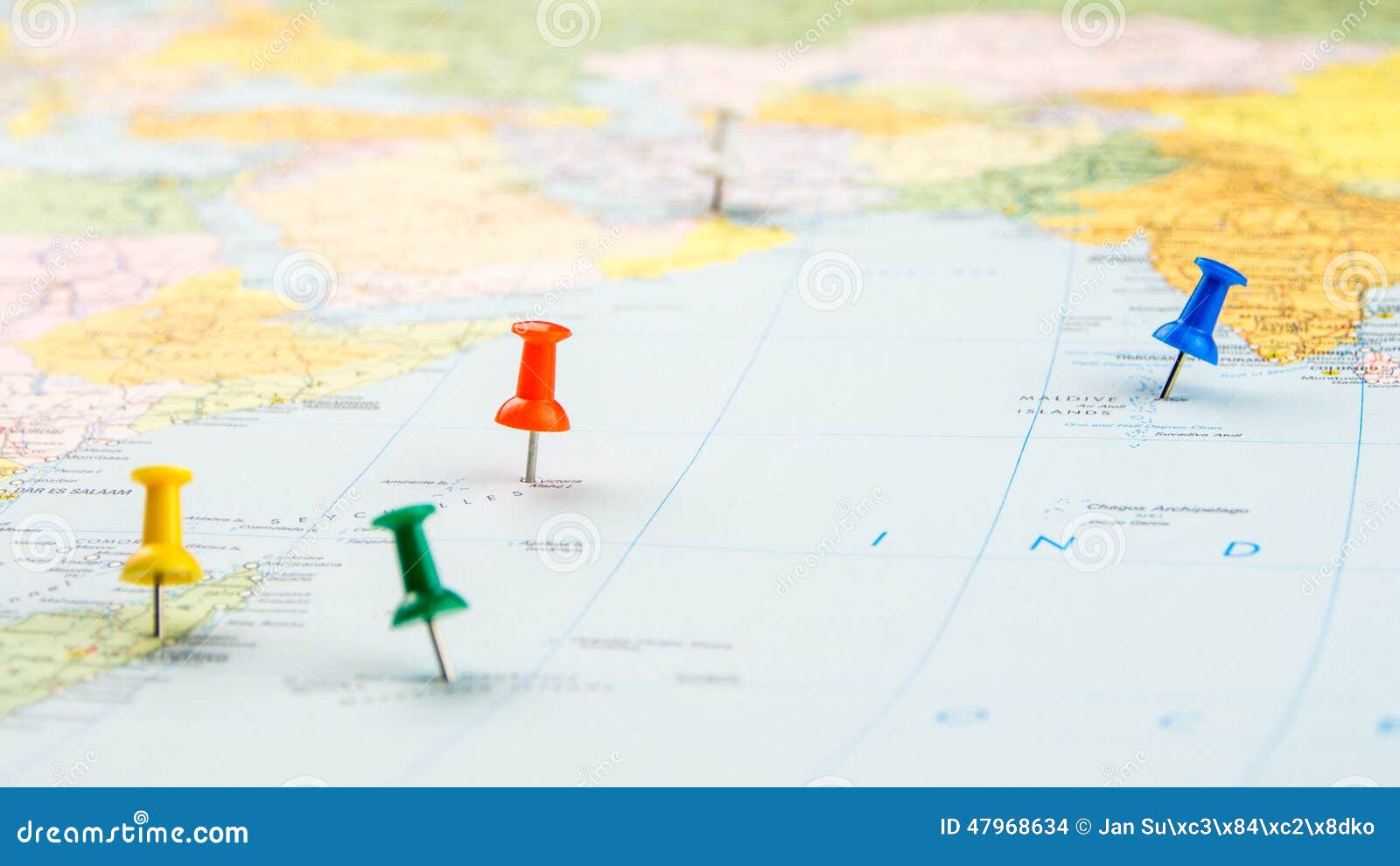 Draw-pin Stick into Real Map, Stock Photo - Image of ocean, draw: 47968634