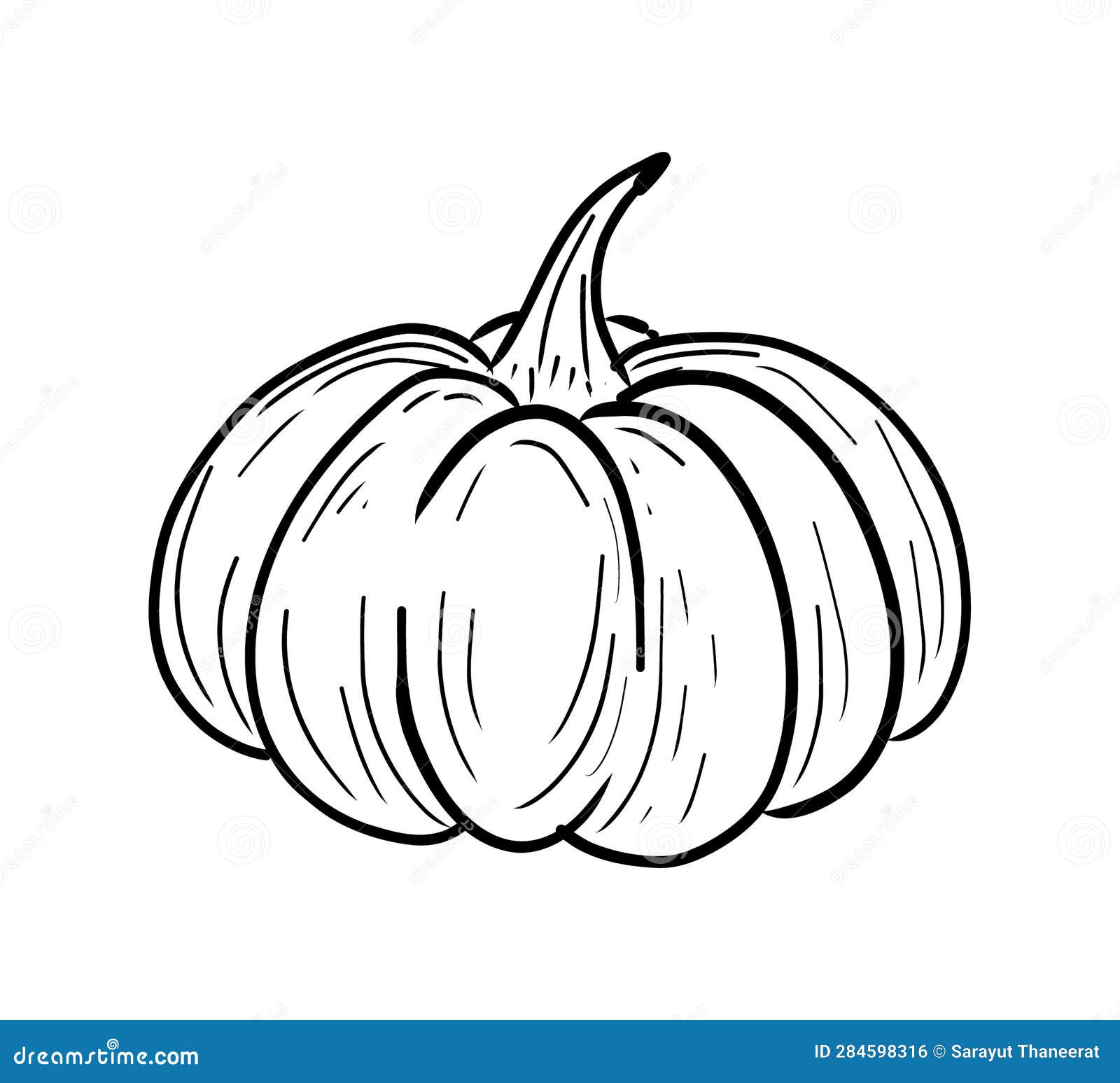 How To Draw Pumpkin For Children. Step By Step Drawing Tutorial Vector ...