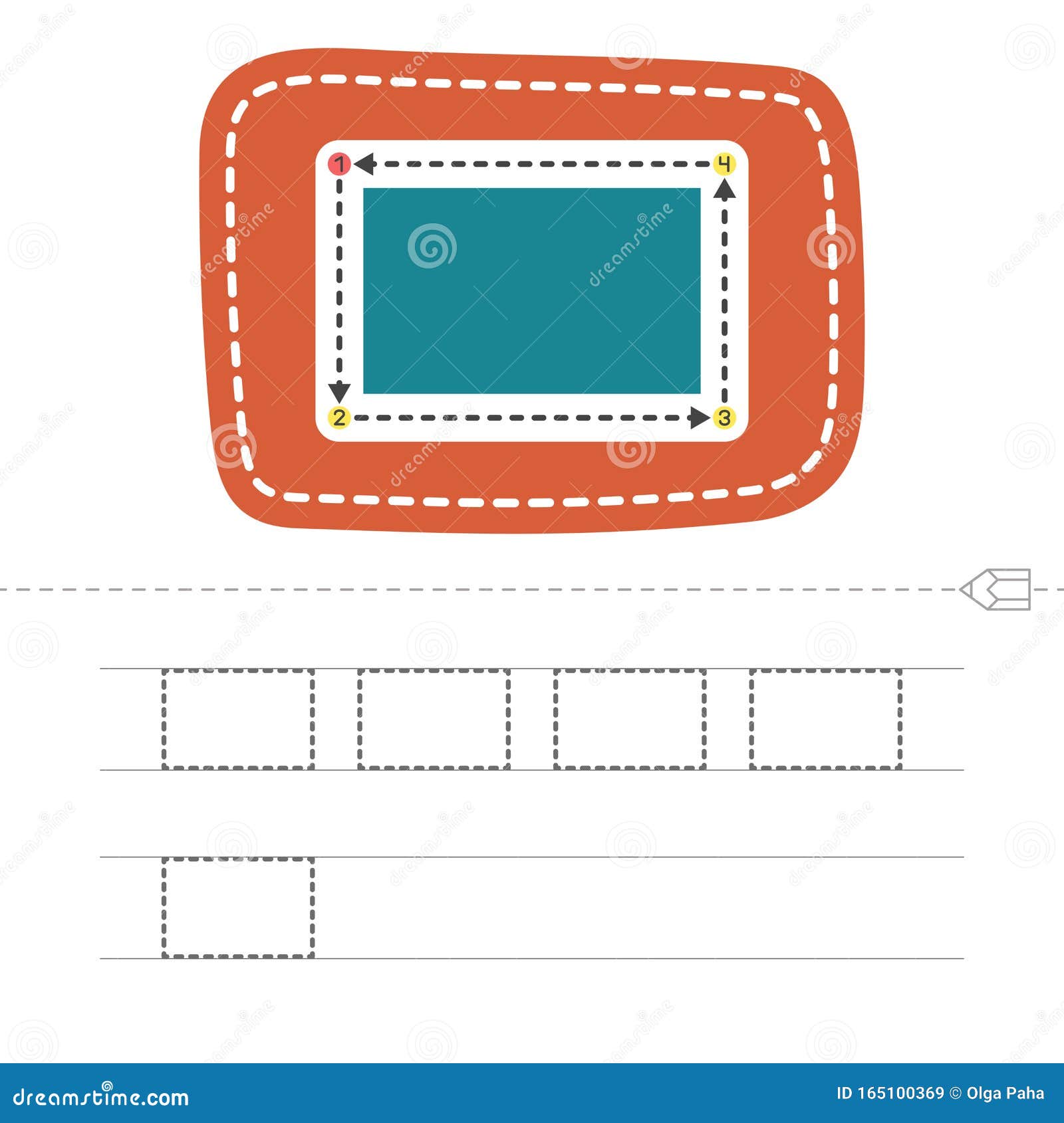Draw a rectangle stock vector. Illustration of kids - 165100369