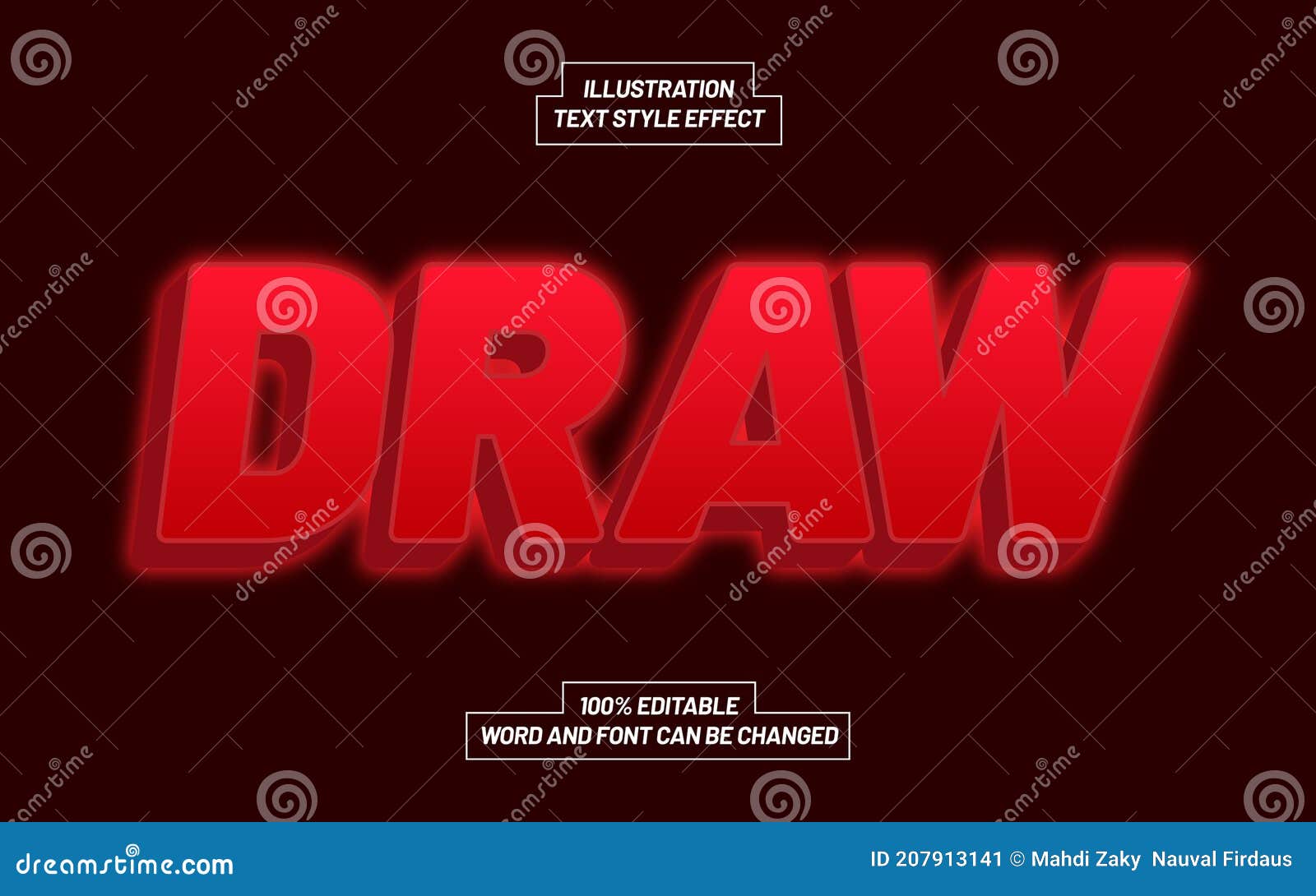 Draw Red Text Style Effect stock vector. Illustration of flat - 207913141