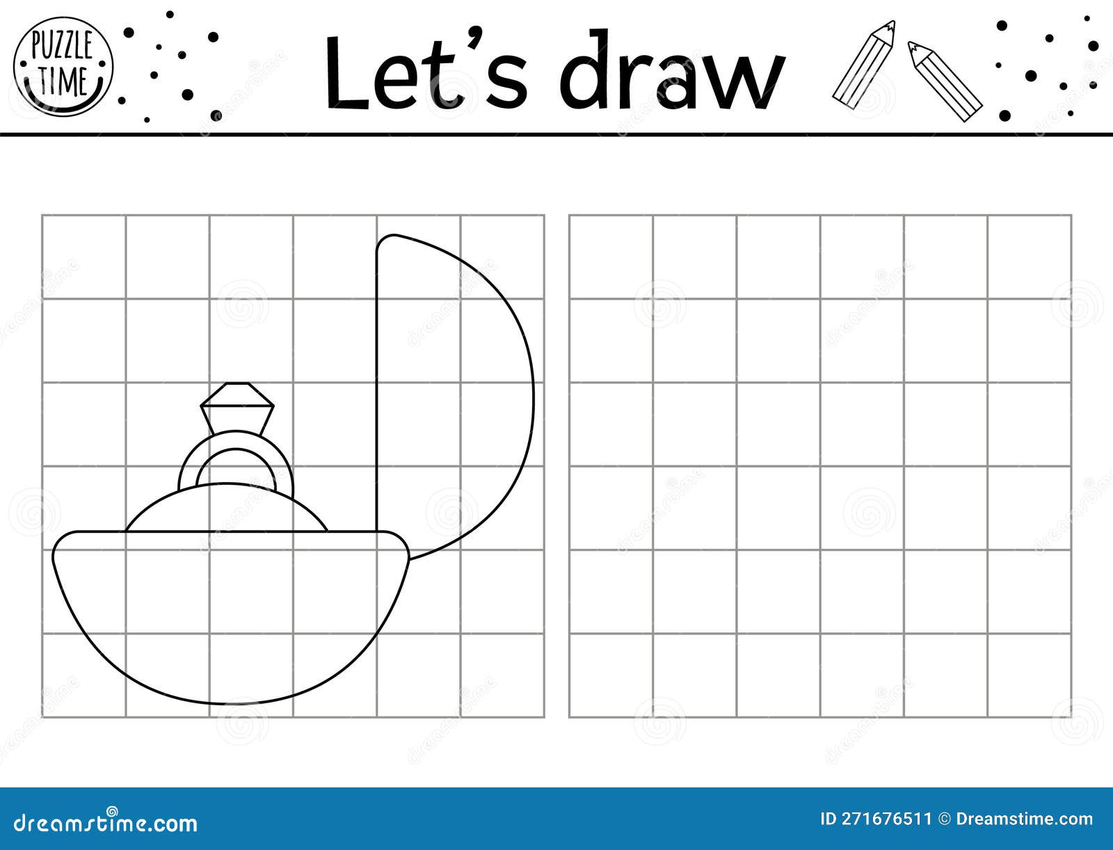Draw the Ring in a Box. Complete the Picture. Vector Wedding Symbol ...